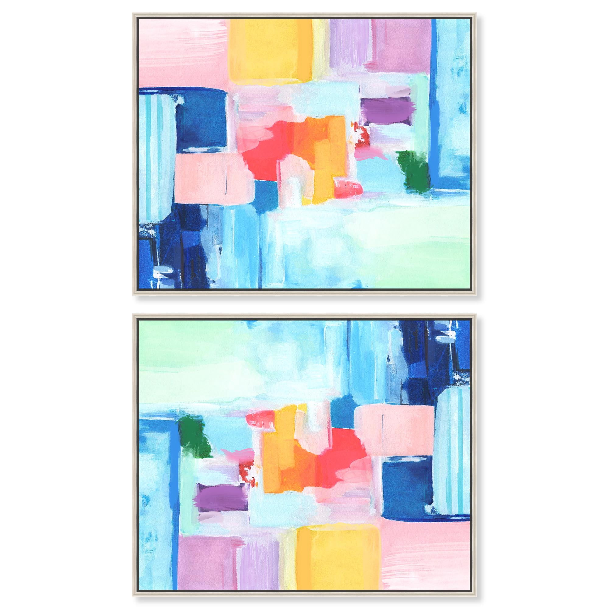 Pastel Street Blocks Set Canvas Set of 2 Blue Abstract Art by Art ...