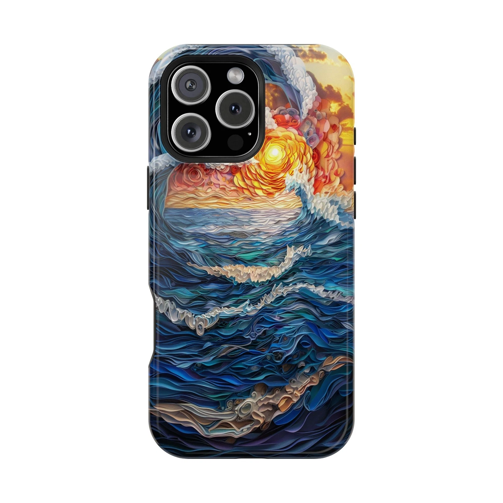 Pastel Sunset Mosaic Ocean Scene iPhone Case 17 through 11 Pro Max ...
