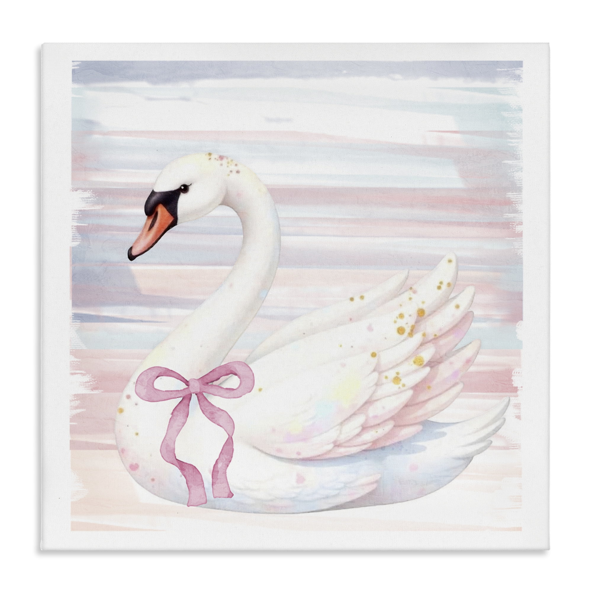 Pastel Swan with Ribbon Canvas Wall Art, design by Kim Allen - Walmart.com