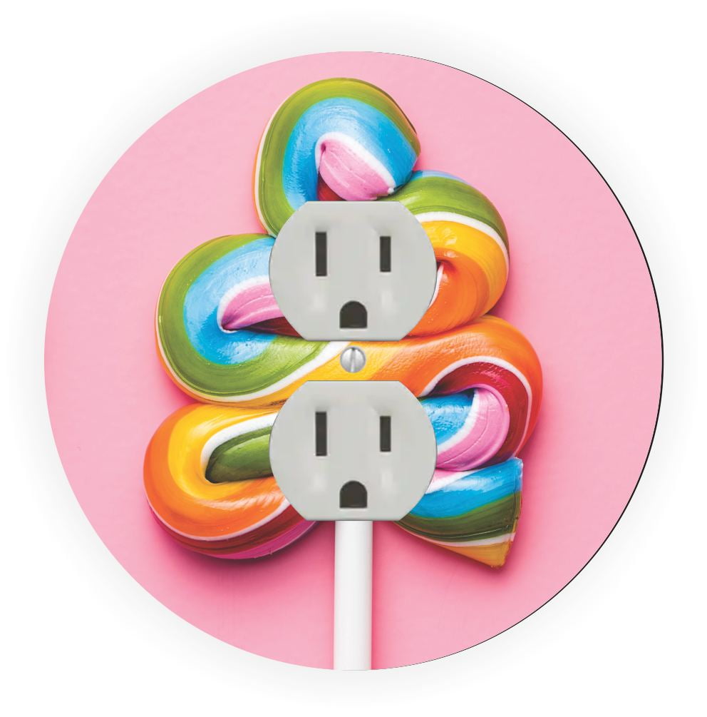 Pastel Swirls Striped Lollipop Design - Round Light Switch Plate Cover ...