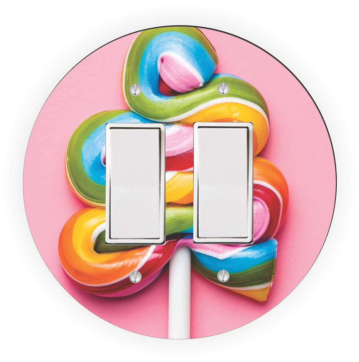 Pastel Swirls Striped Lollipop Design - Round Light Switch Plate Cover ...