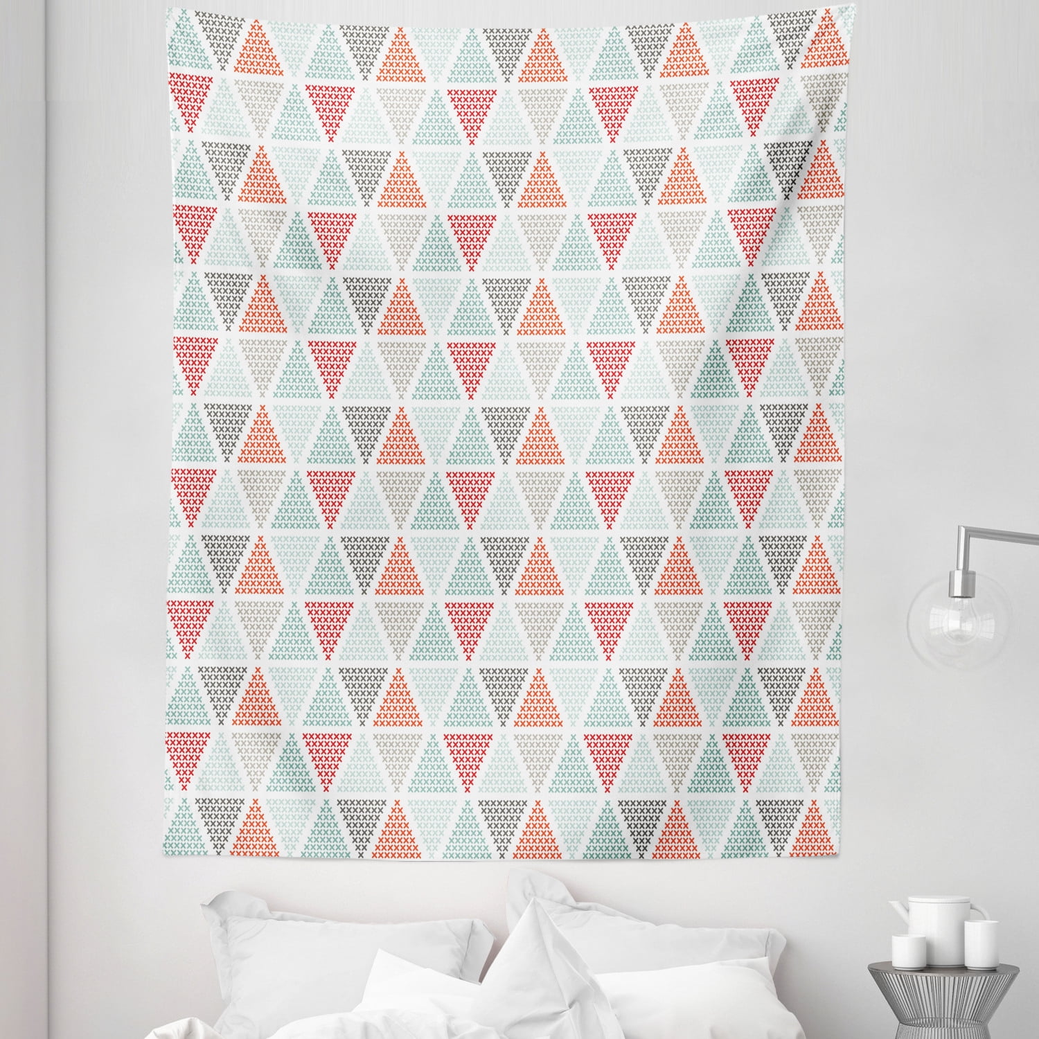 Pastel Tapestry, Harlequin Pattern with Small Crosses in Pastel Colors ...