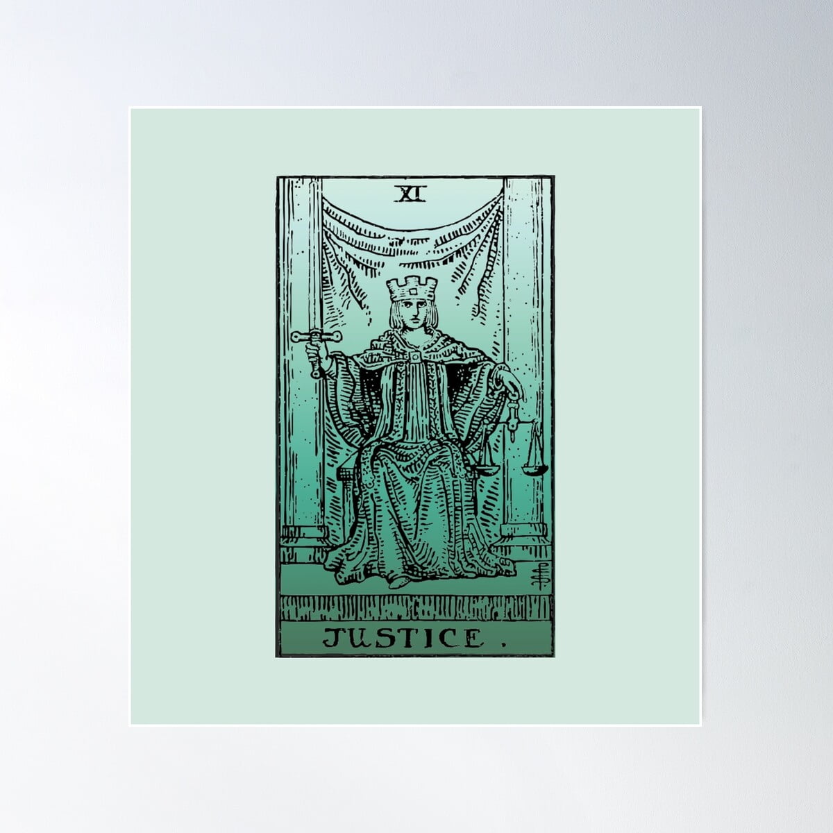 Pastel Tarot - Tarot Card Justice Poster Wall Art, Modern Wall Decor ...