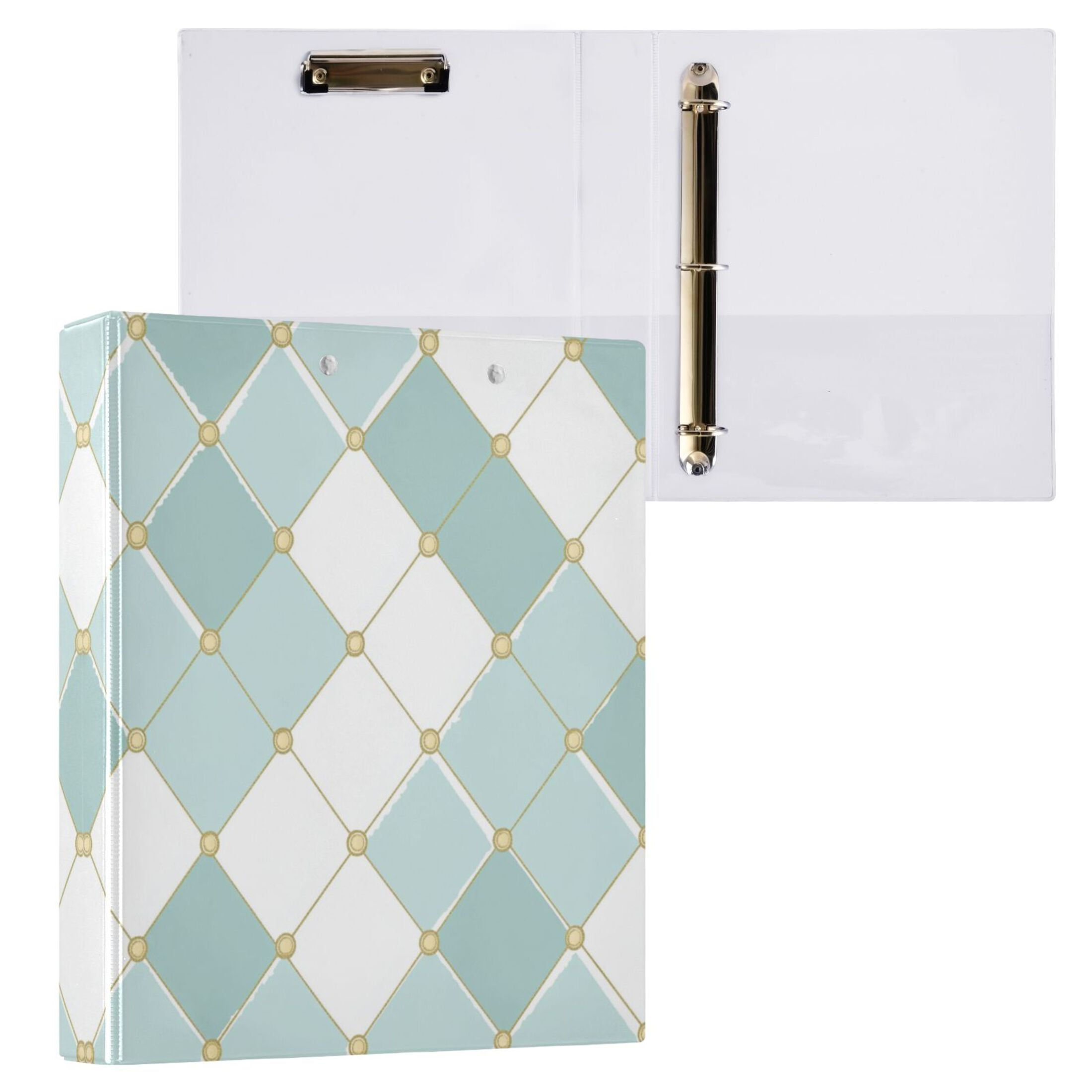 Pastel Teal Diamond Plaid 3 Ring Hardcover Binders 1.5in Round Rings ...