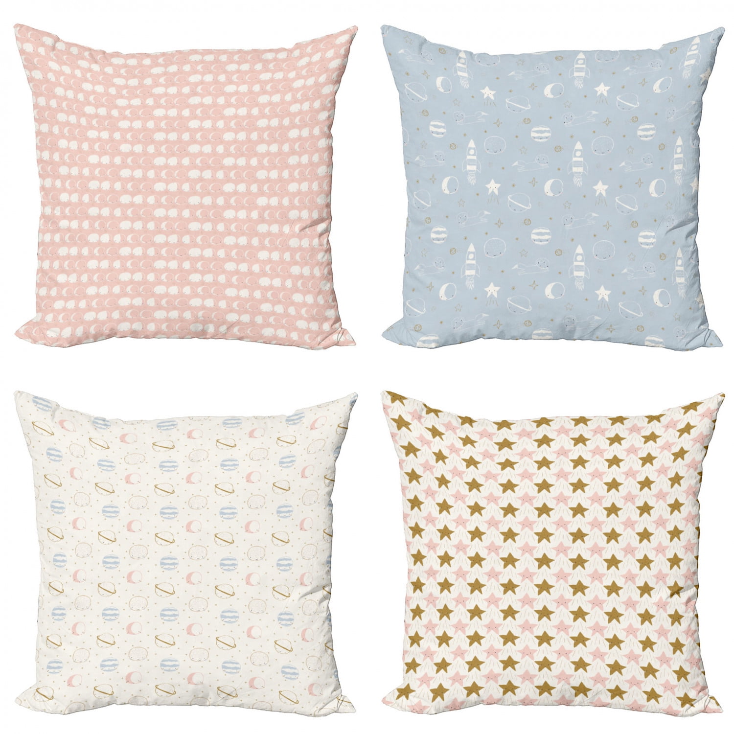Ambesonne Pastel Throw Pillow Cover 4 Pack, Doodle Sky and Space Motifs ...