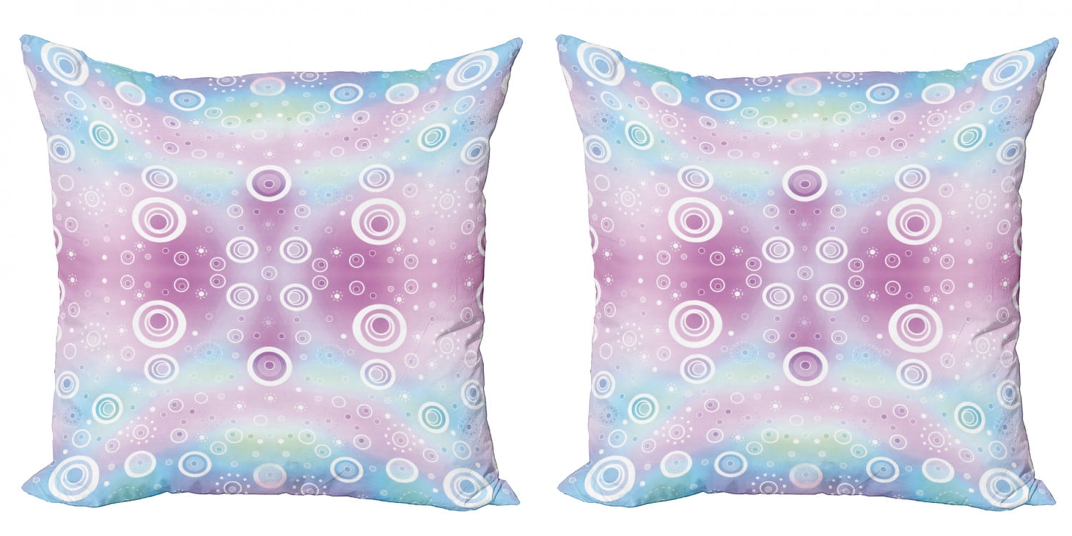 Ambesonne Pastel Throw Pillow Cover 2 Pack, Fantasy Random Circles, 20 ...