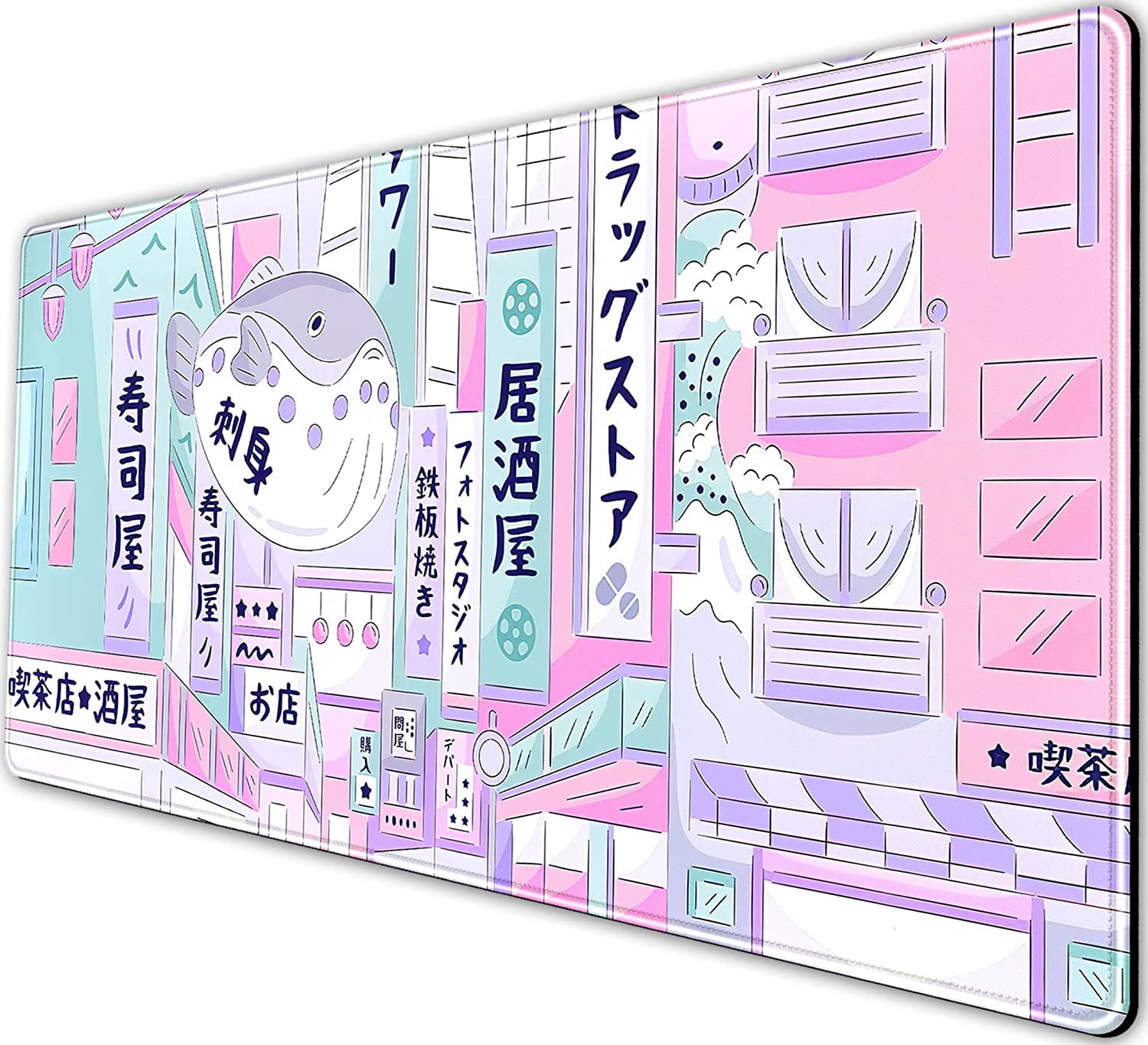 Pastel Tokyo Street Cute Desk Mat Kawaii Anime Japanese Mousepad Large ...