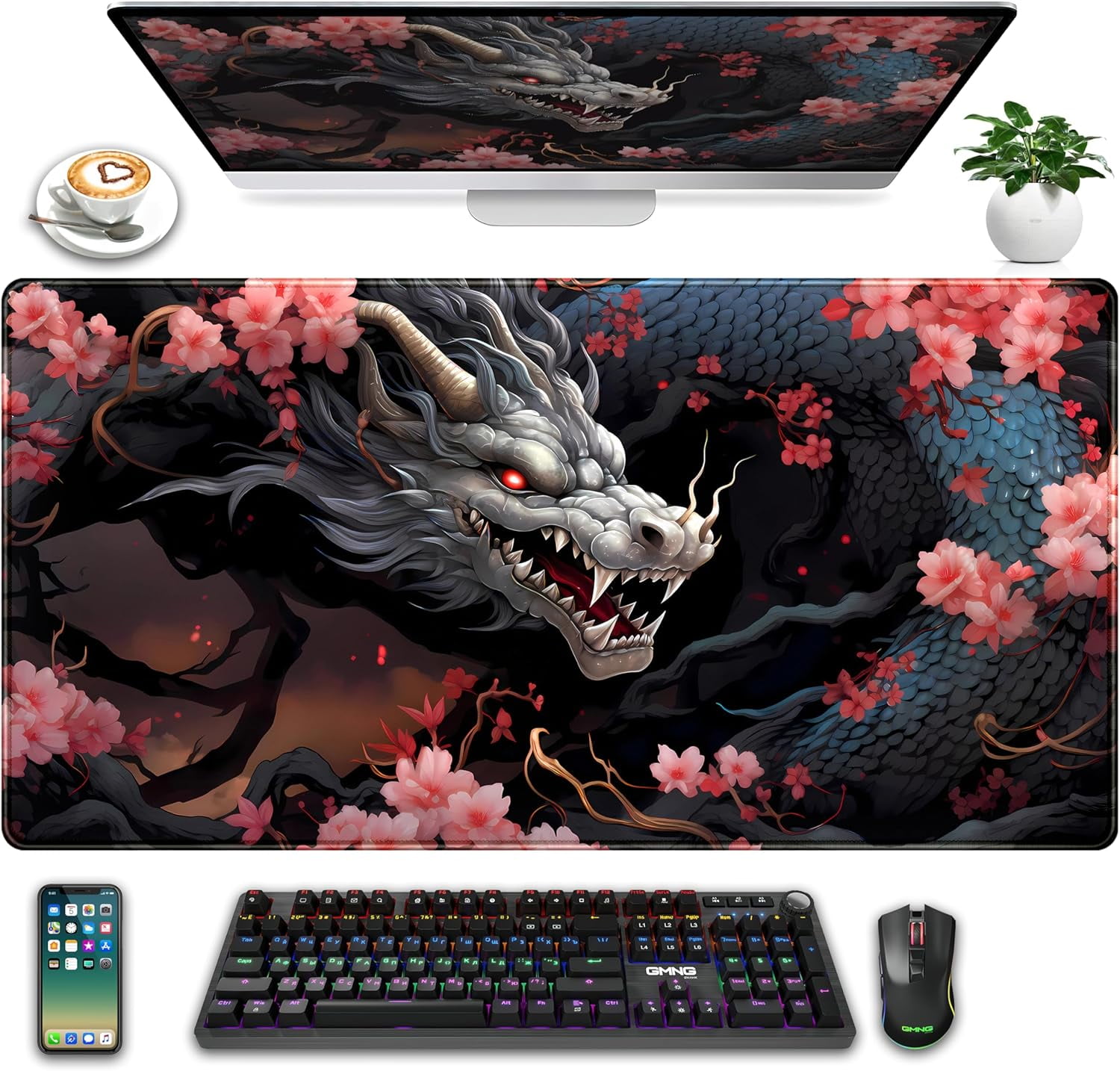 Pastel Tokyo Street Cute Desk Mat Kawaii Anime Japanese Mousepad Large ...