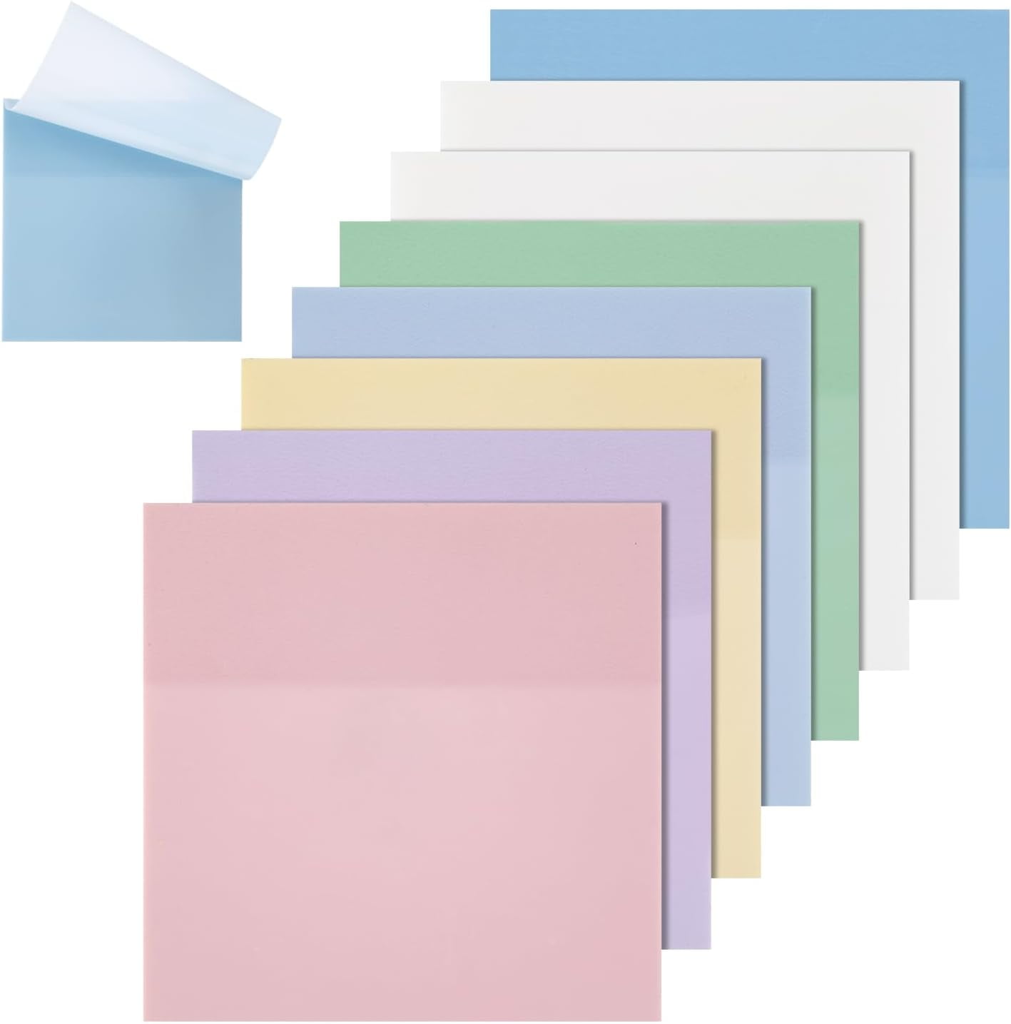 Pastel Transparent Sticky Notes 3x3in, Self-Adhesive Translucent Sticky ...