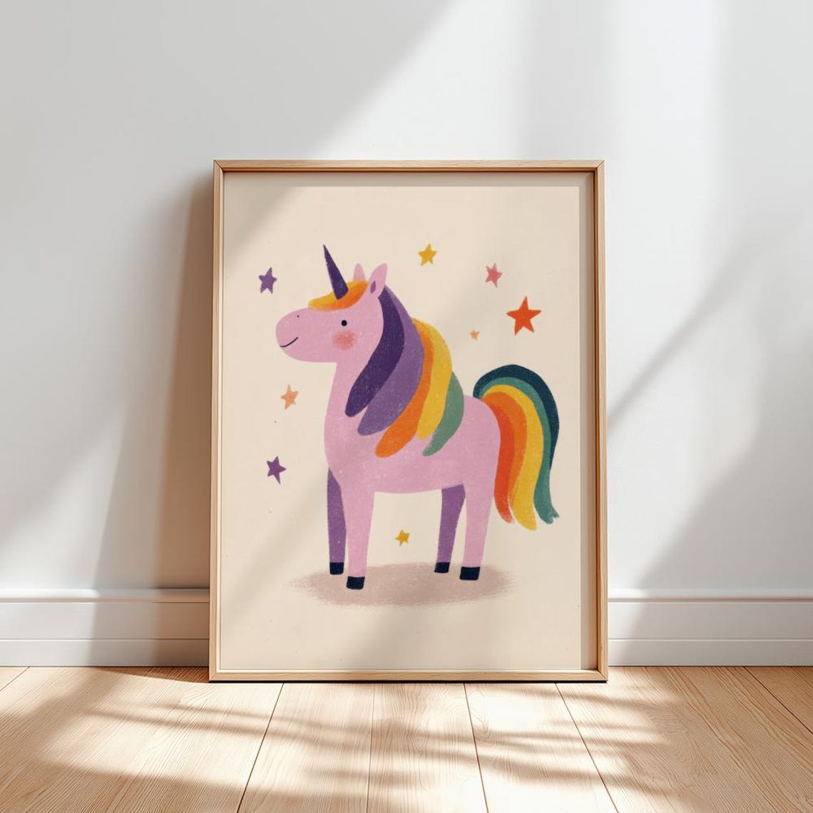 Pastel Unicorn Nursery Poster: Rainbow Mane, Girls Room Decor, Unframed ...