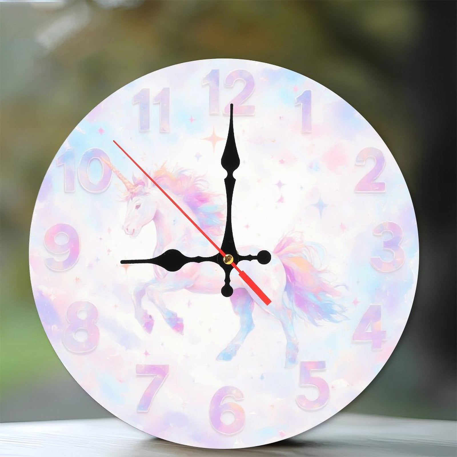 Pastel Unicorn Wall Clock Magical Rainbow Horse Home Decor 10-Inch ...