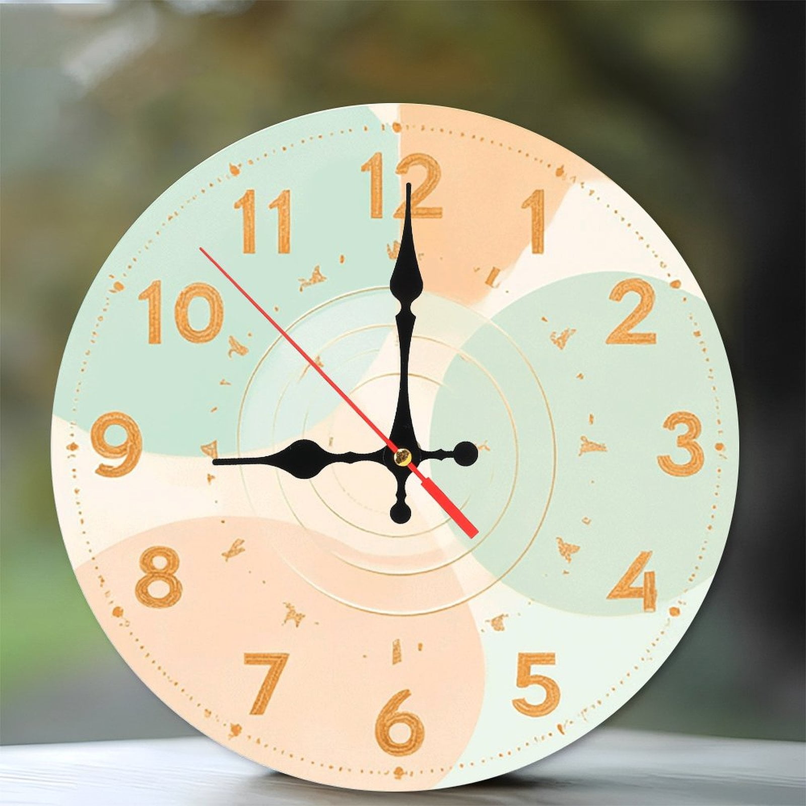 Pastel Wall Clock Home Decor 10-Inch Silent Wooden Wall Clock, Battery ...