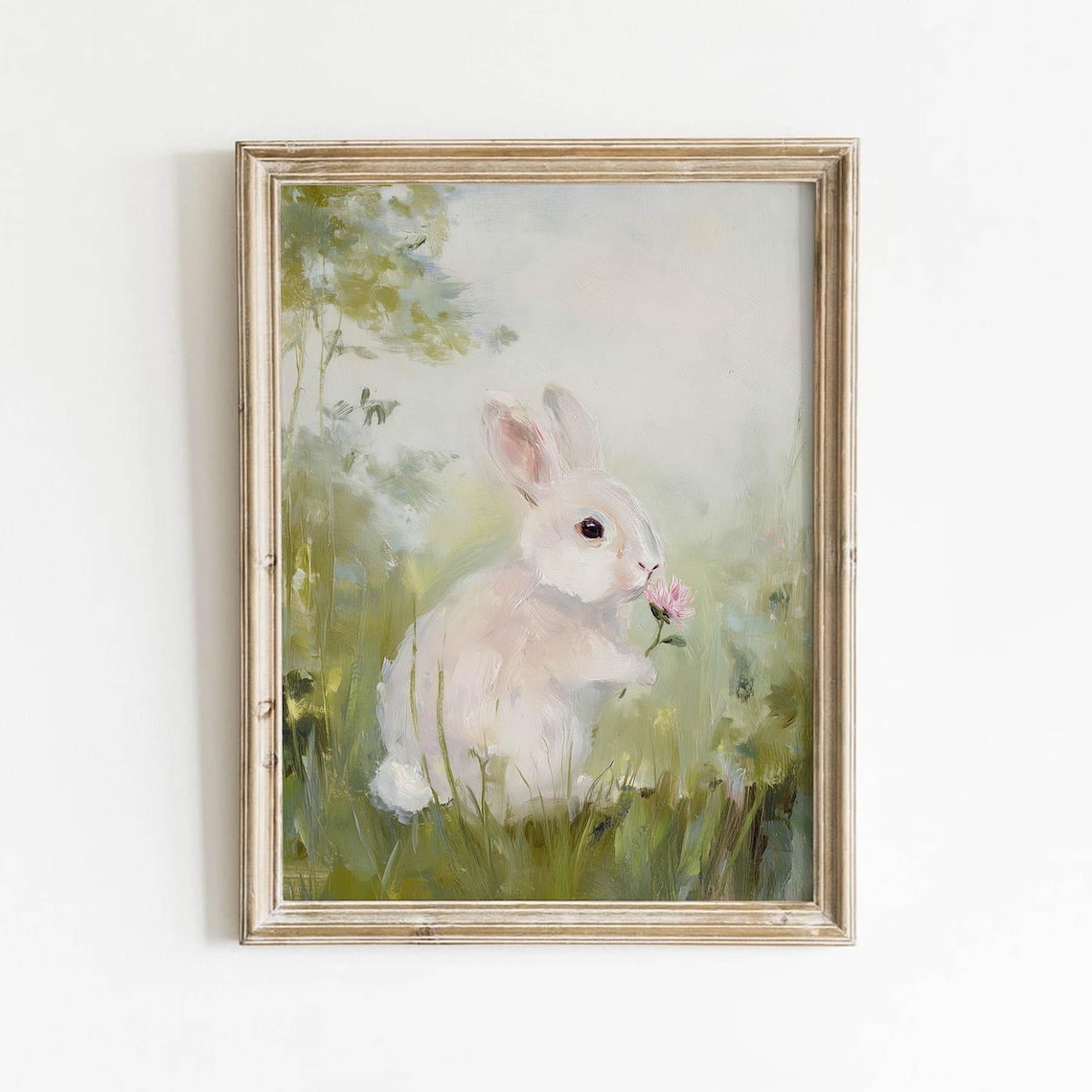Pastel White Bunny Cute Cottagecore Soft Nursery Decor Airy Baby Room ...