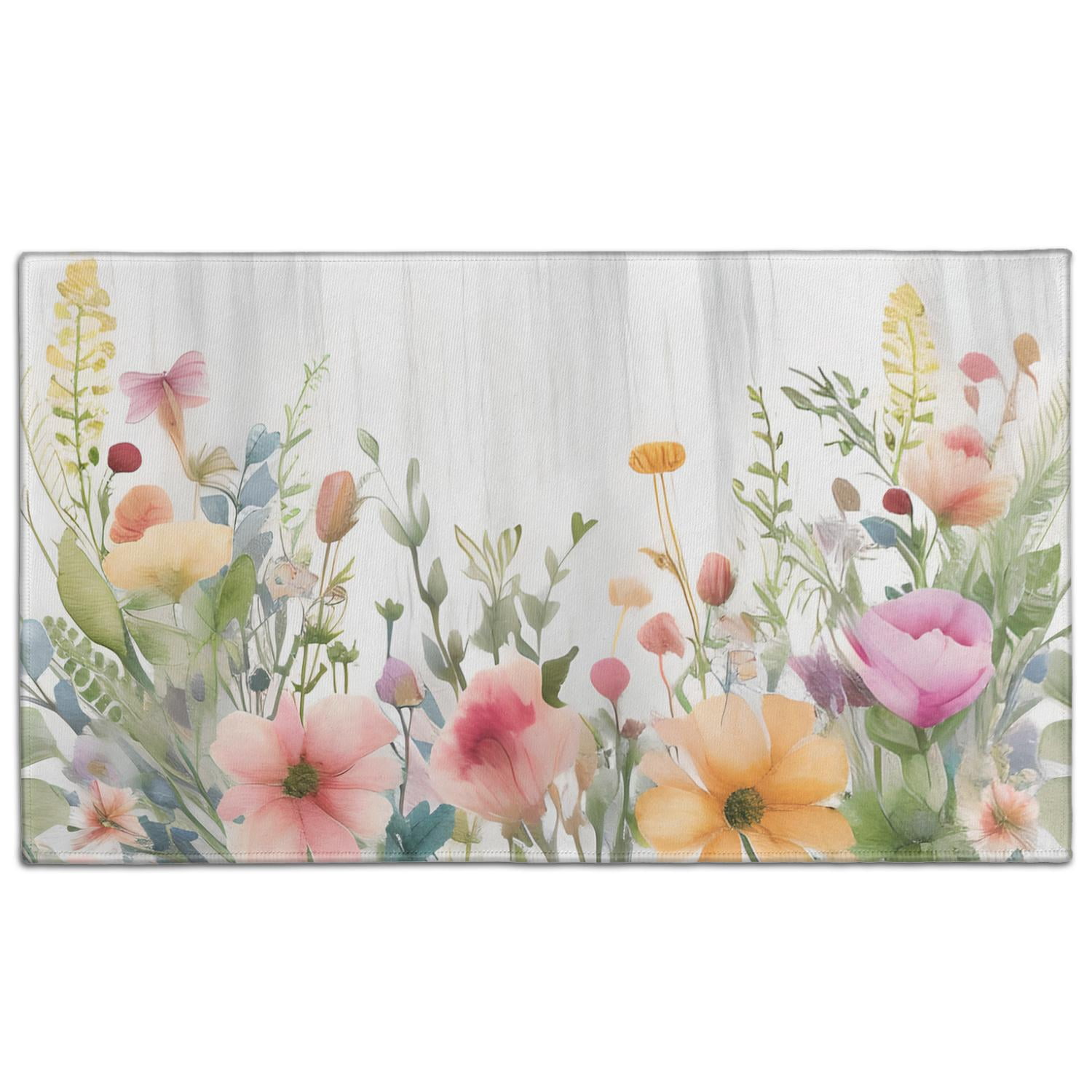 Pastel Wildflowers Classic Design Gentle Floral Violet Pink Rugs for ...