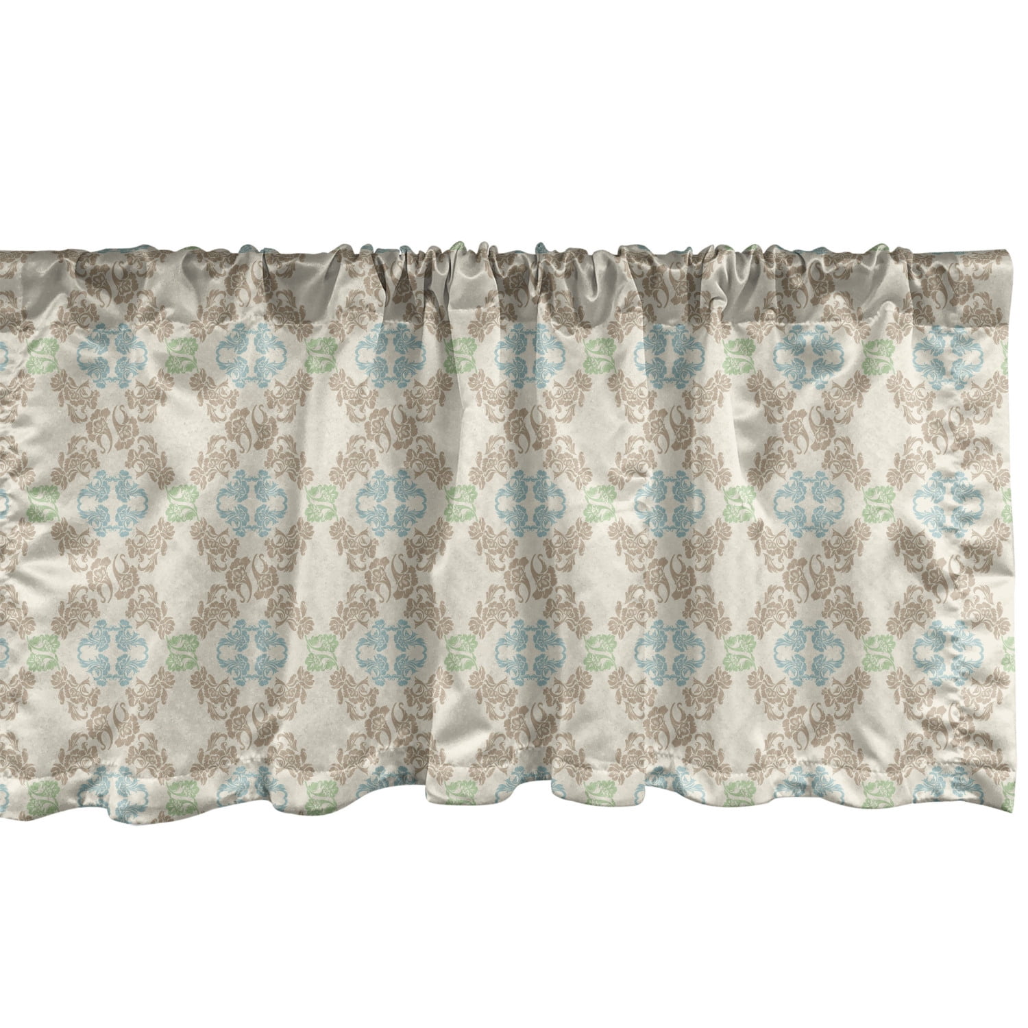 Pastel Window Valance Baroque Inspired Damask Art Curves Motifs In