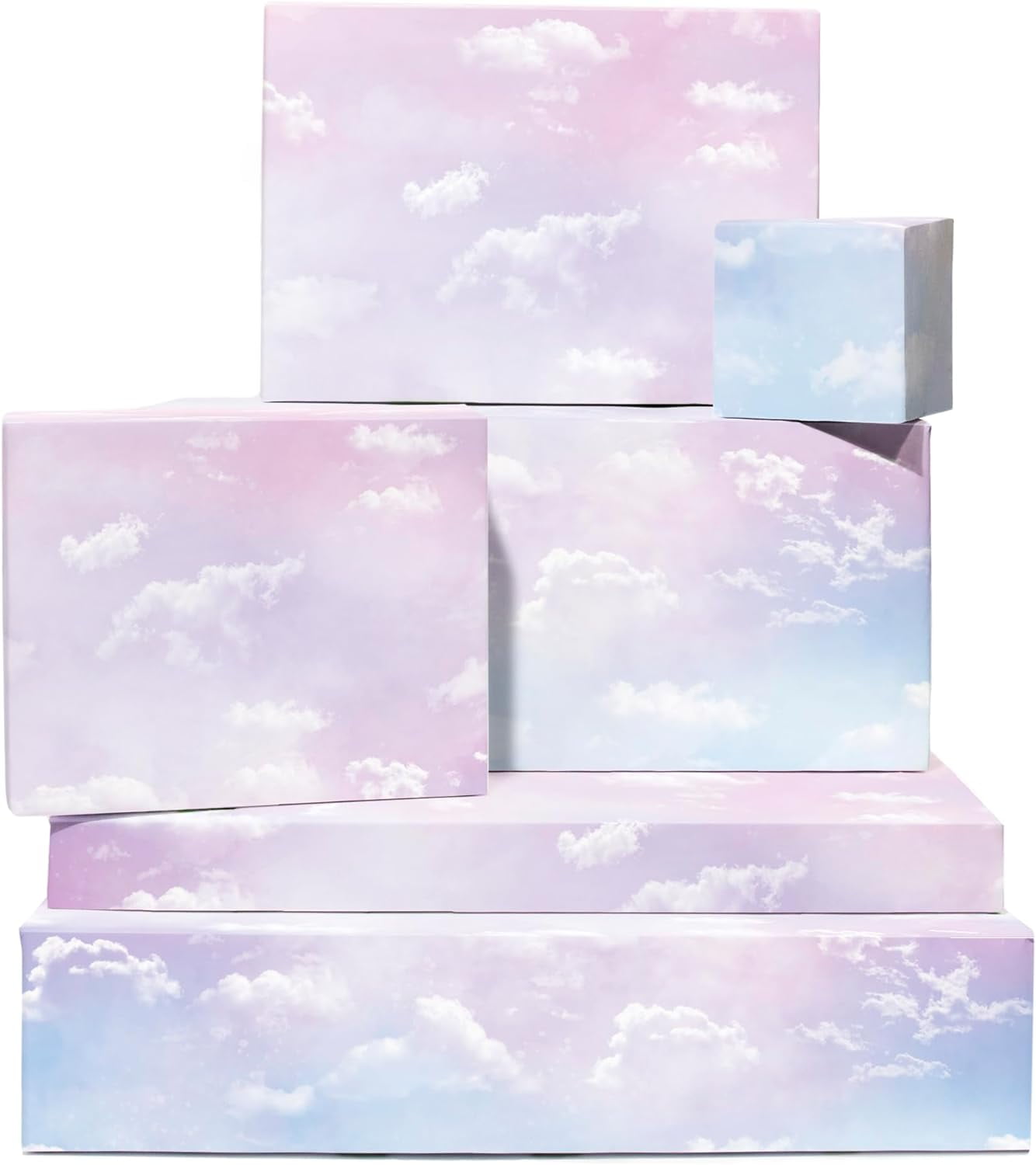 Pastel Wrapping Paper - Pink/Blue Sky - 6 Sheets for Kids, Baby Shower ...