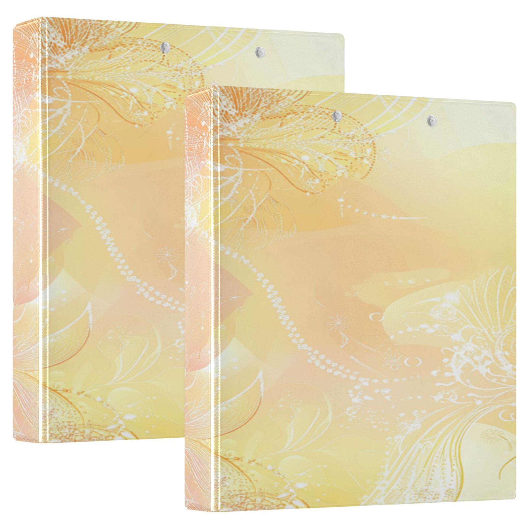 Pastel Yellow Floral Elements 3 Ring Hardcover Binders 1.5in Round ...