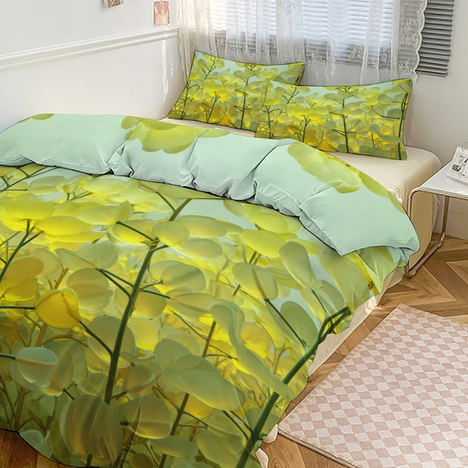 Pastel Yellow Flower Field Glowing Softly Bedding Set with Zipper ...