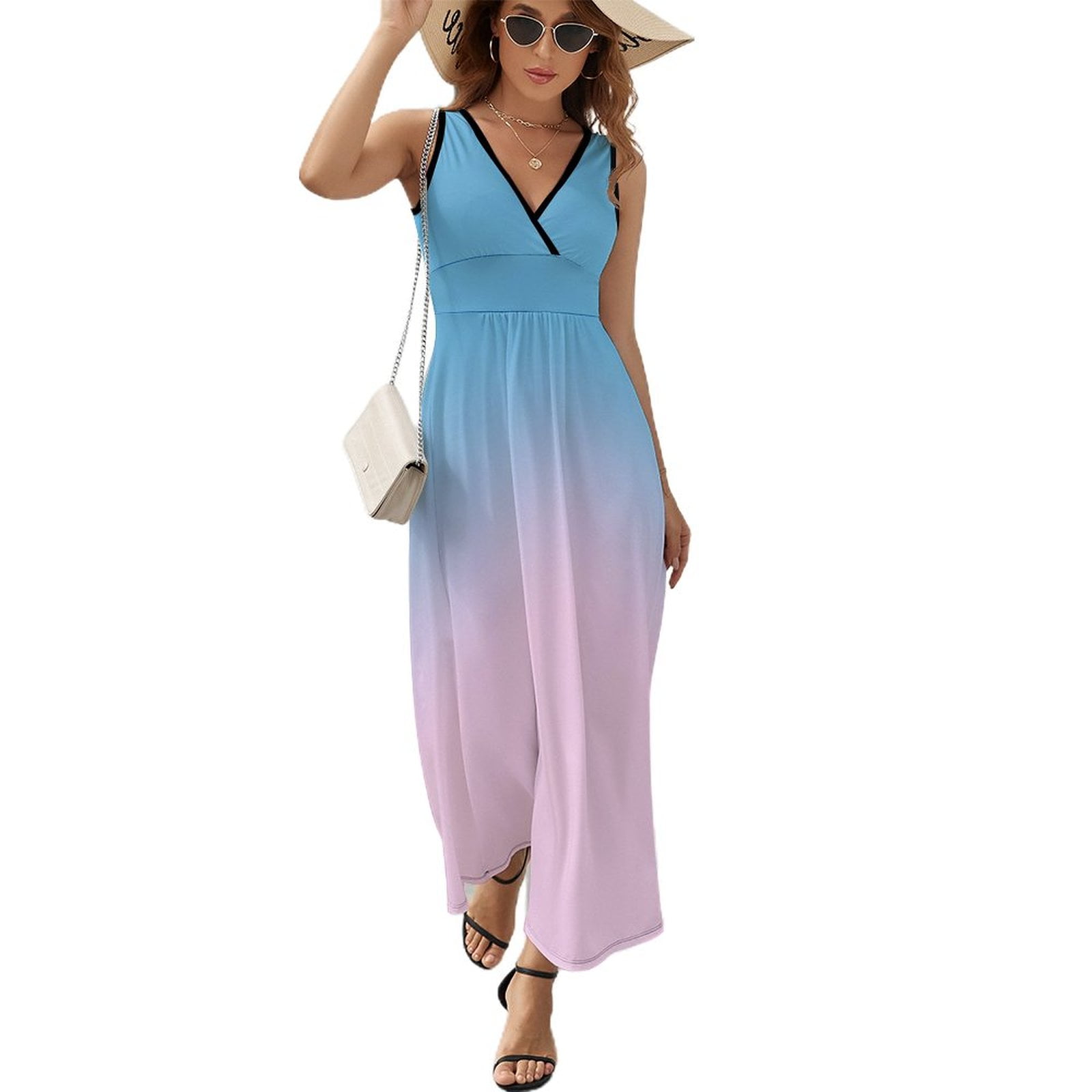 Pastel blue and pink gradient Sleeveless Dress birthday dress for women ...