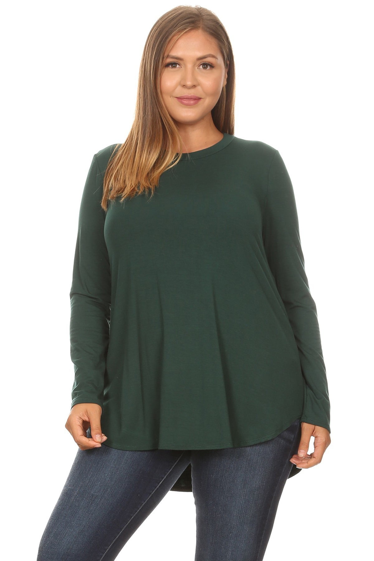 Pastel by Vivienne Women's Basic Long Sleeve Top in Plus Size Hunter ...