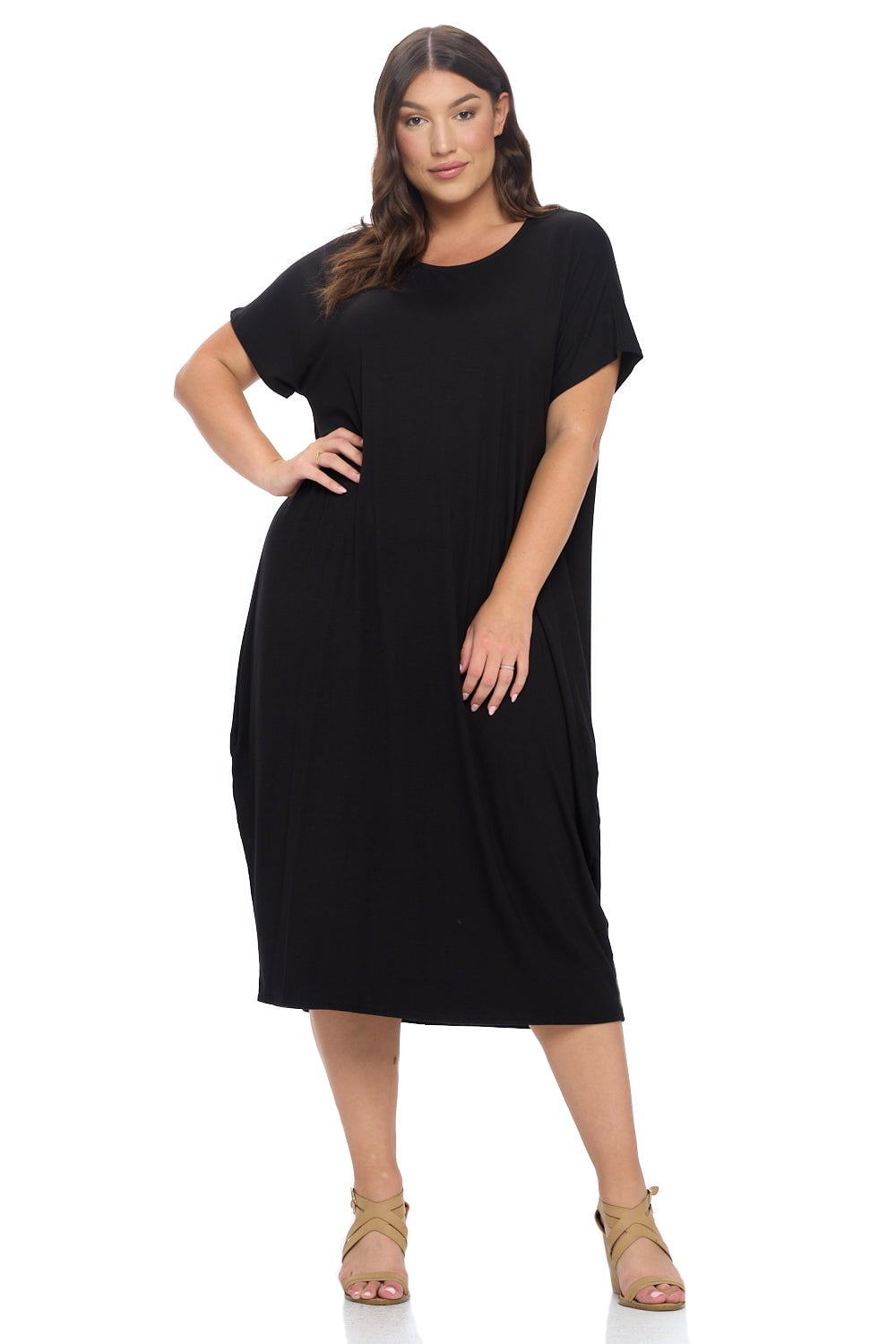 Pastel by Vivienne Women's Cocoon Maxi Dress with Dolman Sleeve Black X ...