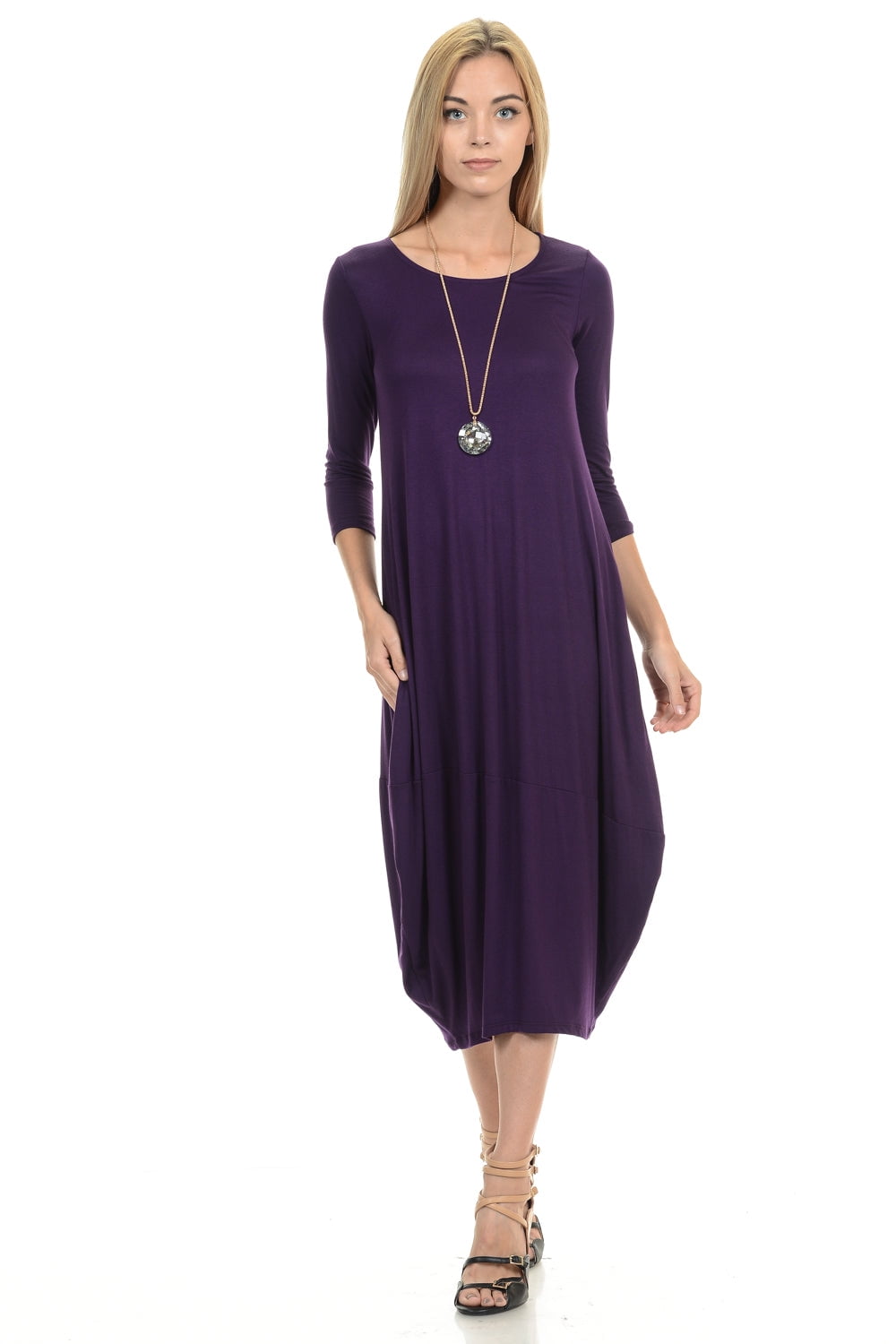 Pastel by Vivienne Women's Cocoon Midi Dress Eggplant Large - Walmart.com
