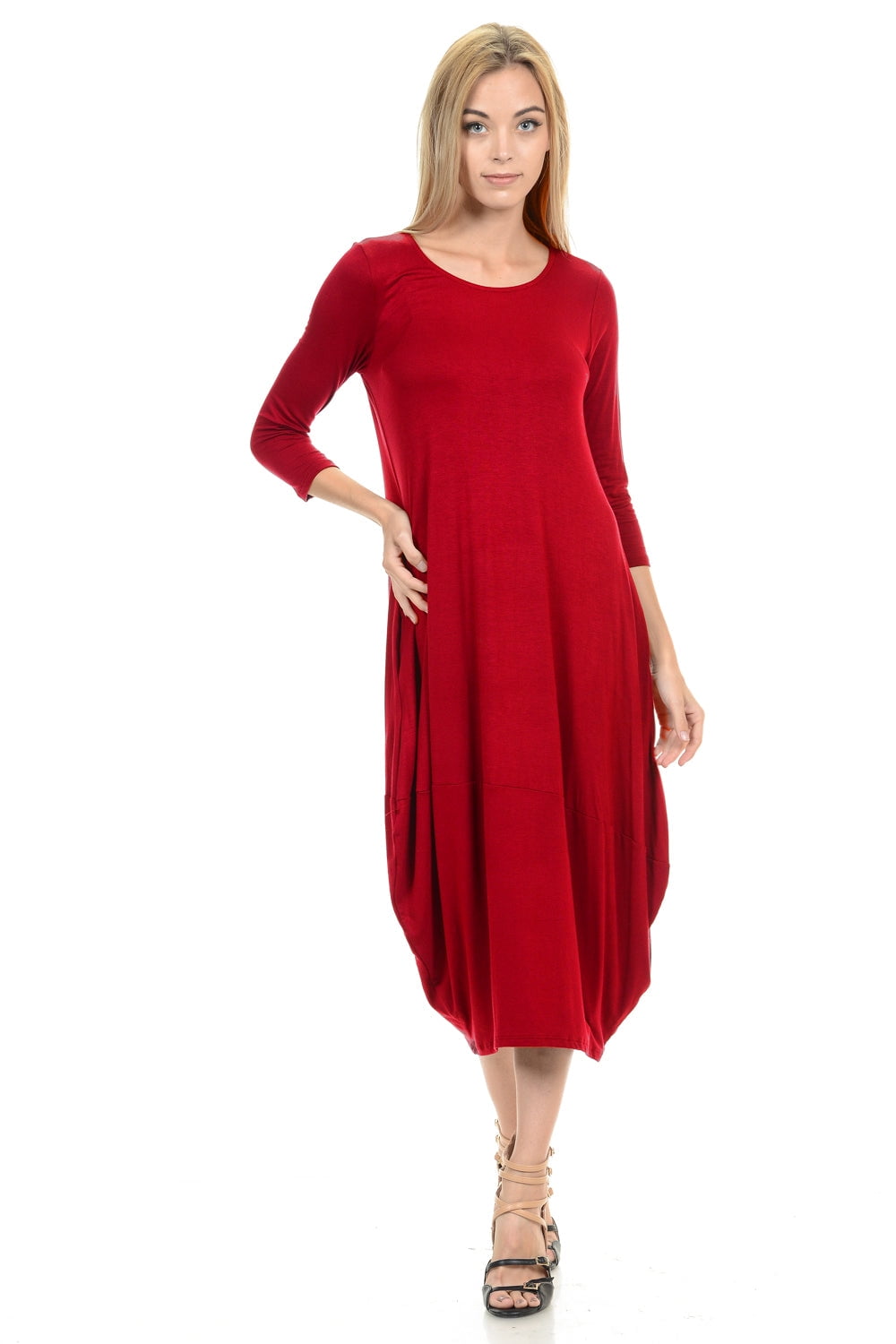 Pastel by Vivienne Women's Cocoon Midi Dress Red Large - Walmart.com