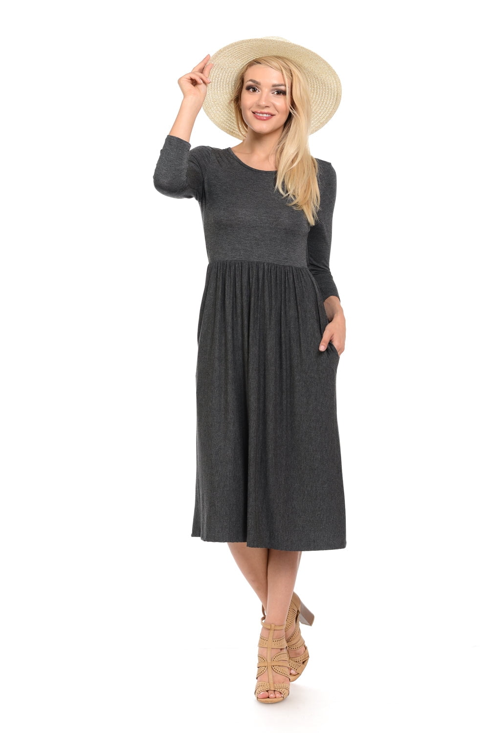 Pastel by Vivienne Women's Fit and Flare Midi Dress with Pockets ...