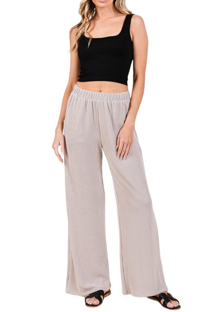 Pastel by Vivienne Women's High Waist Wide Leg Rib Lightweight Sweater ...