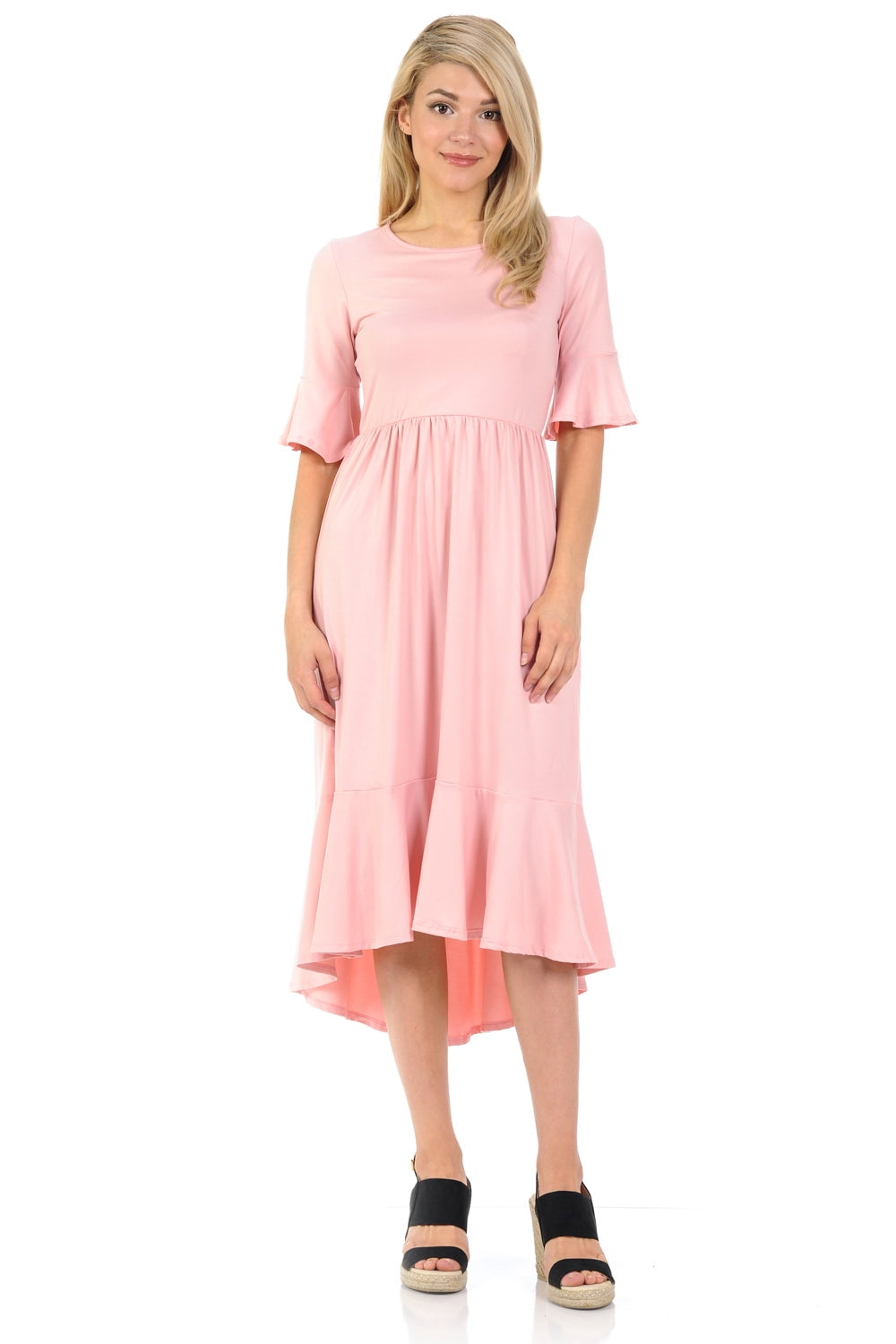 Pastel by Vivienne Women's Premium Knit Cropped Bell Midi Dress Blush ...