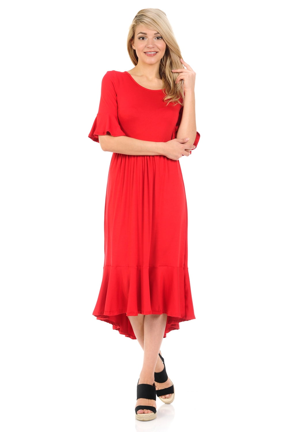 Pastel by Vivienne Women's Premium Knit Cropped Bell Midi Dress Red ...