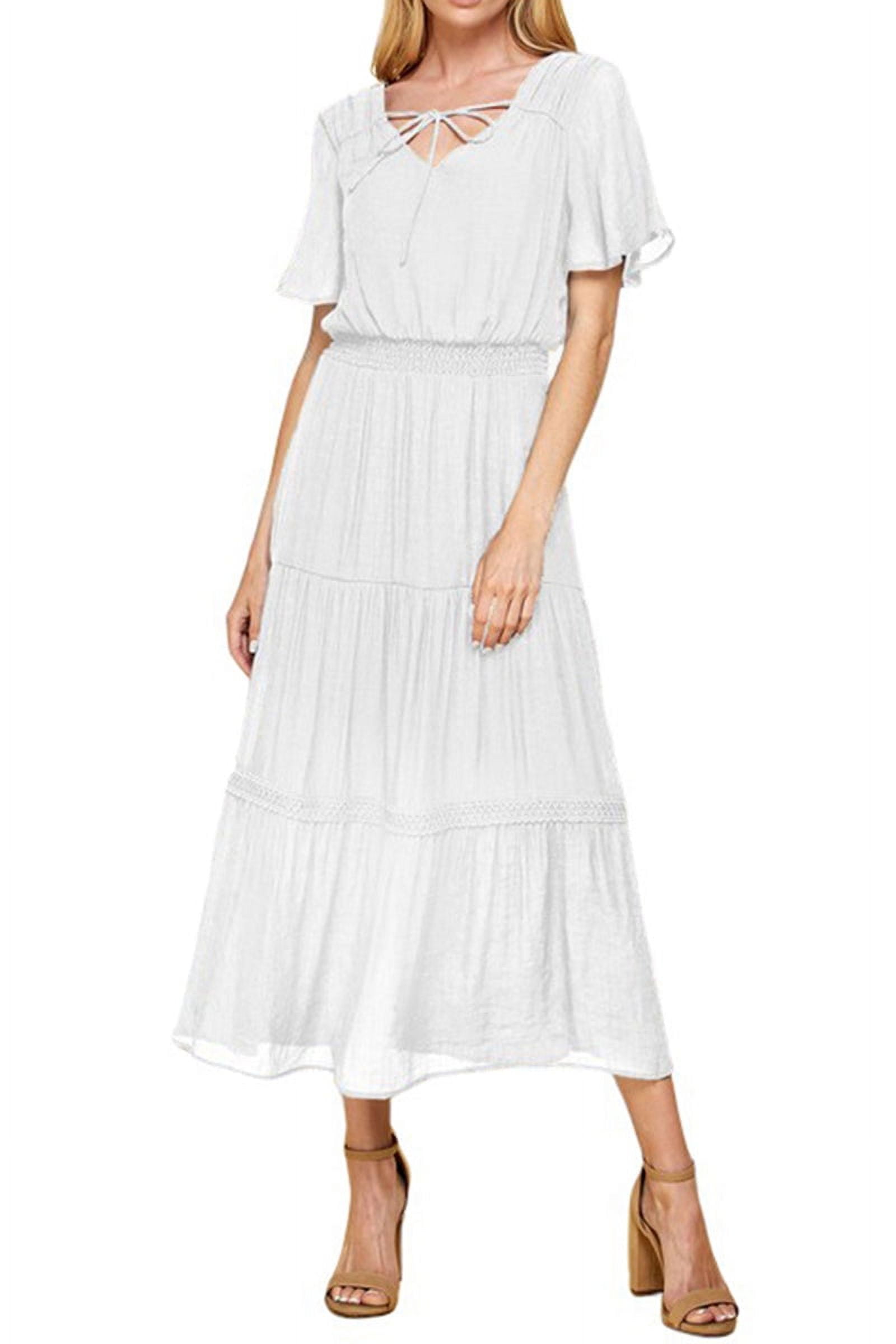 Pastel by Vivienne Women's Summer Flowy Keyhole Flutter Short Sleeve ...