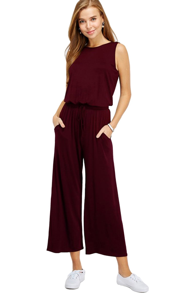 Pastel by Vivienne Women's Wide Legged Jumpsuit Burgundy Small ...