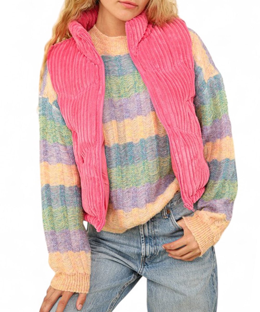 Pastel by Vivienne Women's Zig-Zag Padded Corduroy Puffer Jacket Pink ...