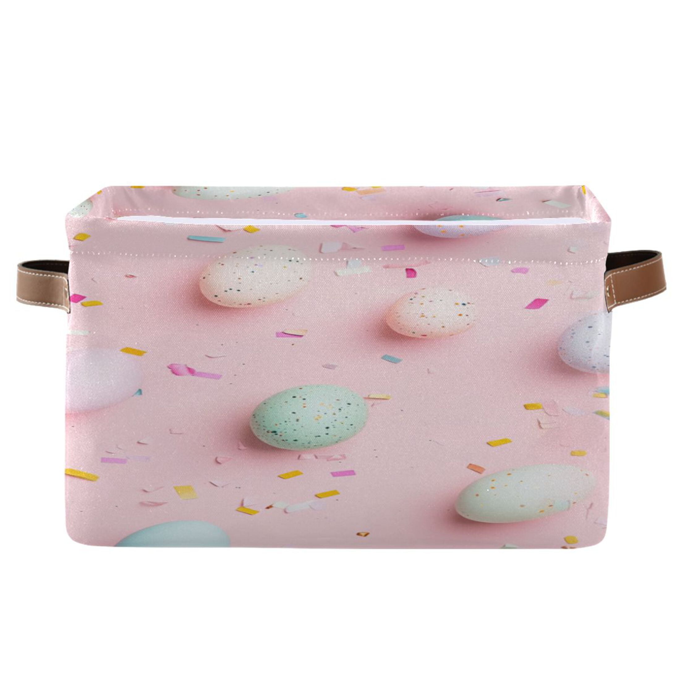 Pastel-colored Eggs Foldable Storage Basket,Canvas Fabric Foldable ...