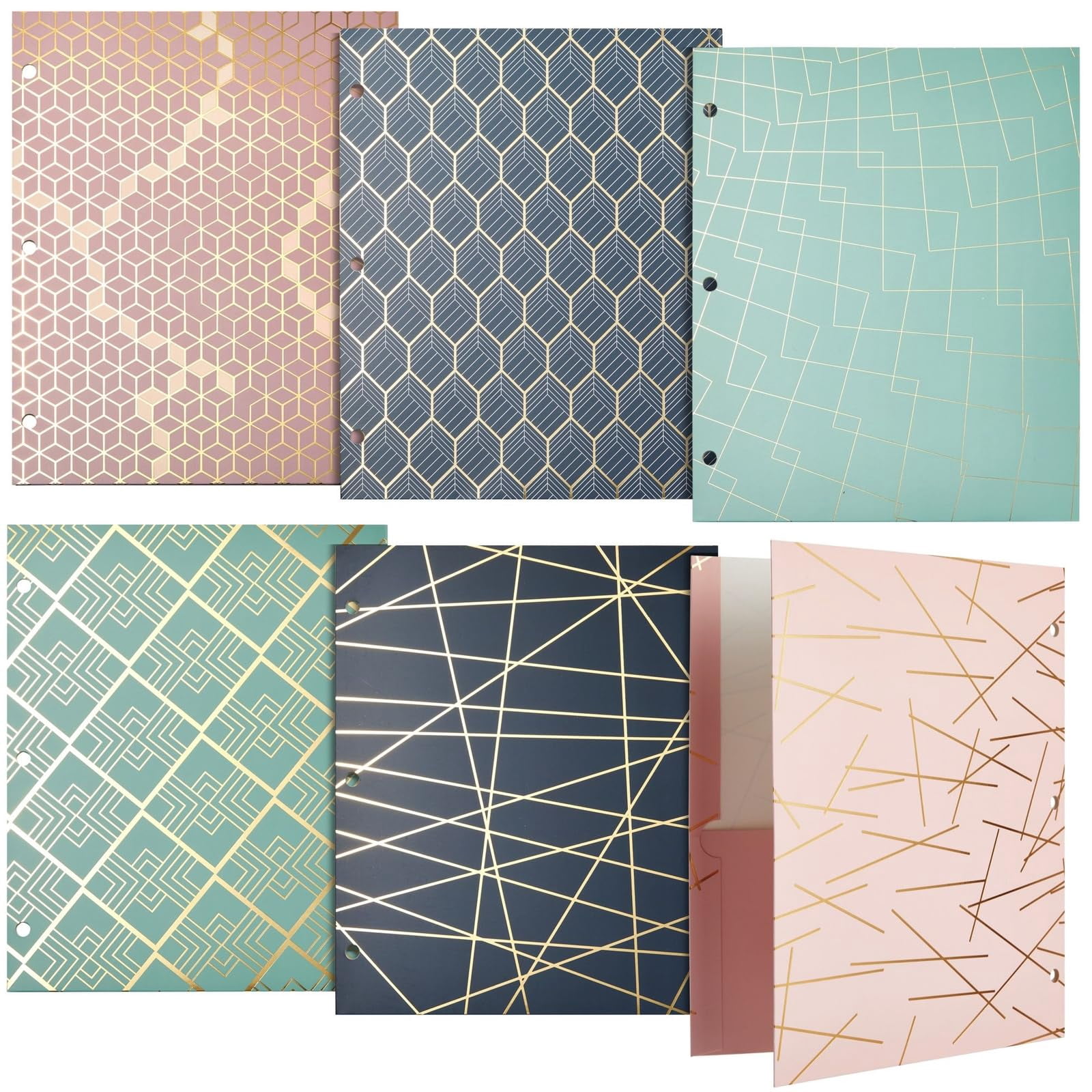 Pastel folders with pockets, 3 hole punch binder folders, sturdy ...