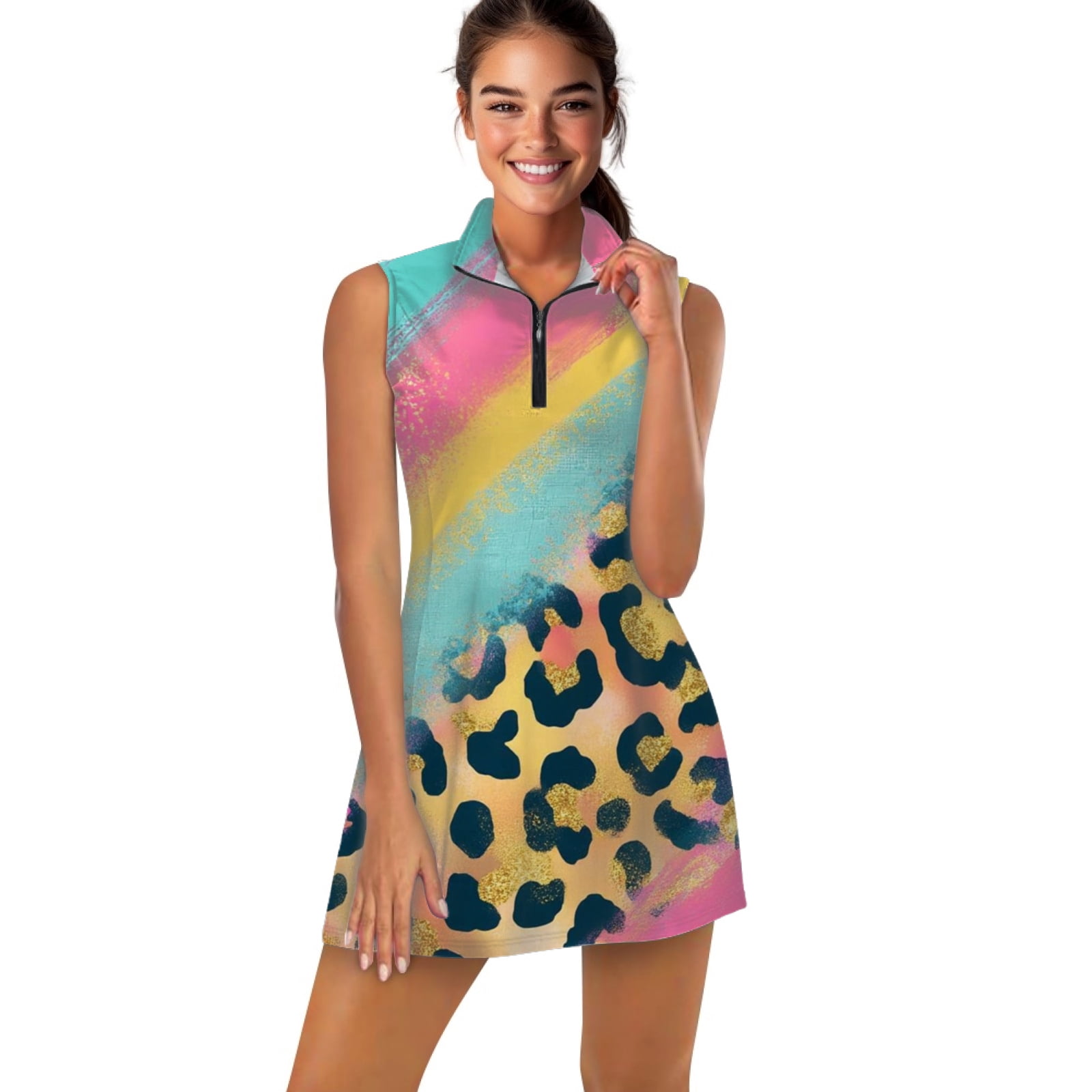 Pastel leopard abstract gold glitter Sports Dresses Women Tennis Dress ...