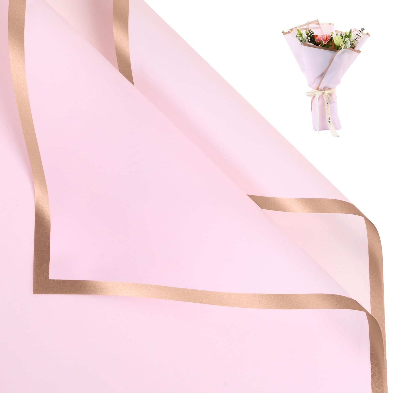 Pastel pink 1 Count (Pack of 20) Floral Bouquet Wrapping Paper ...