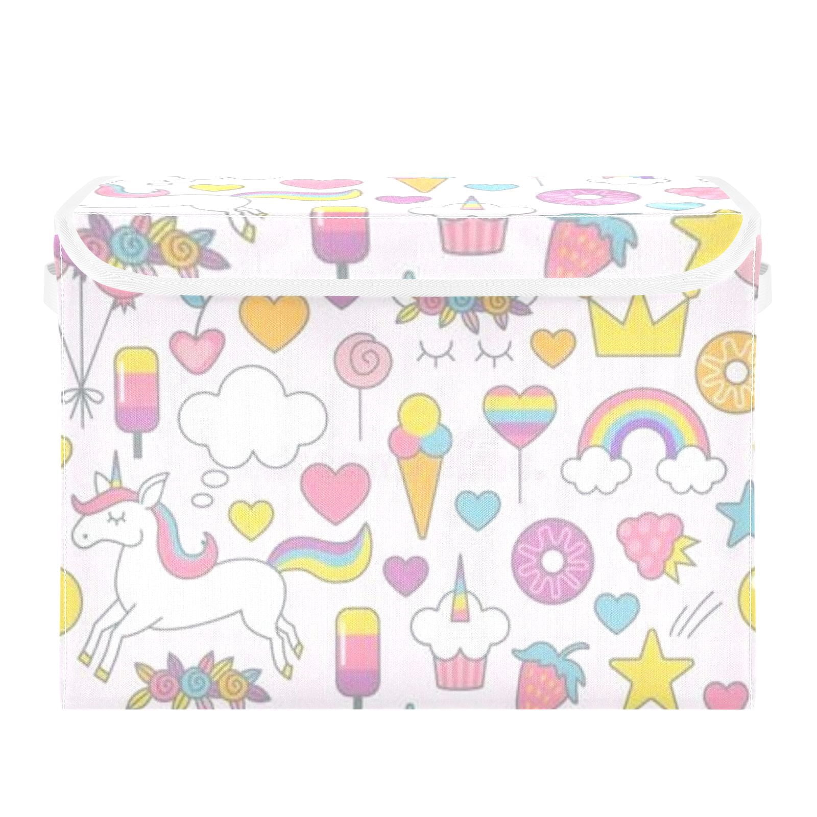 Pastel unicorn sweet pattern background Foldable Kids Toy Chest with ...