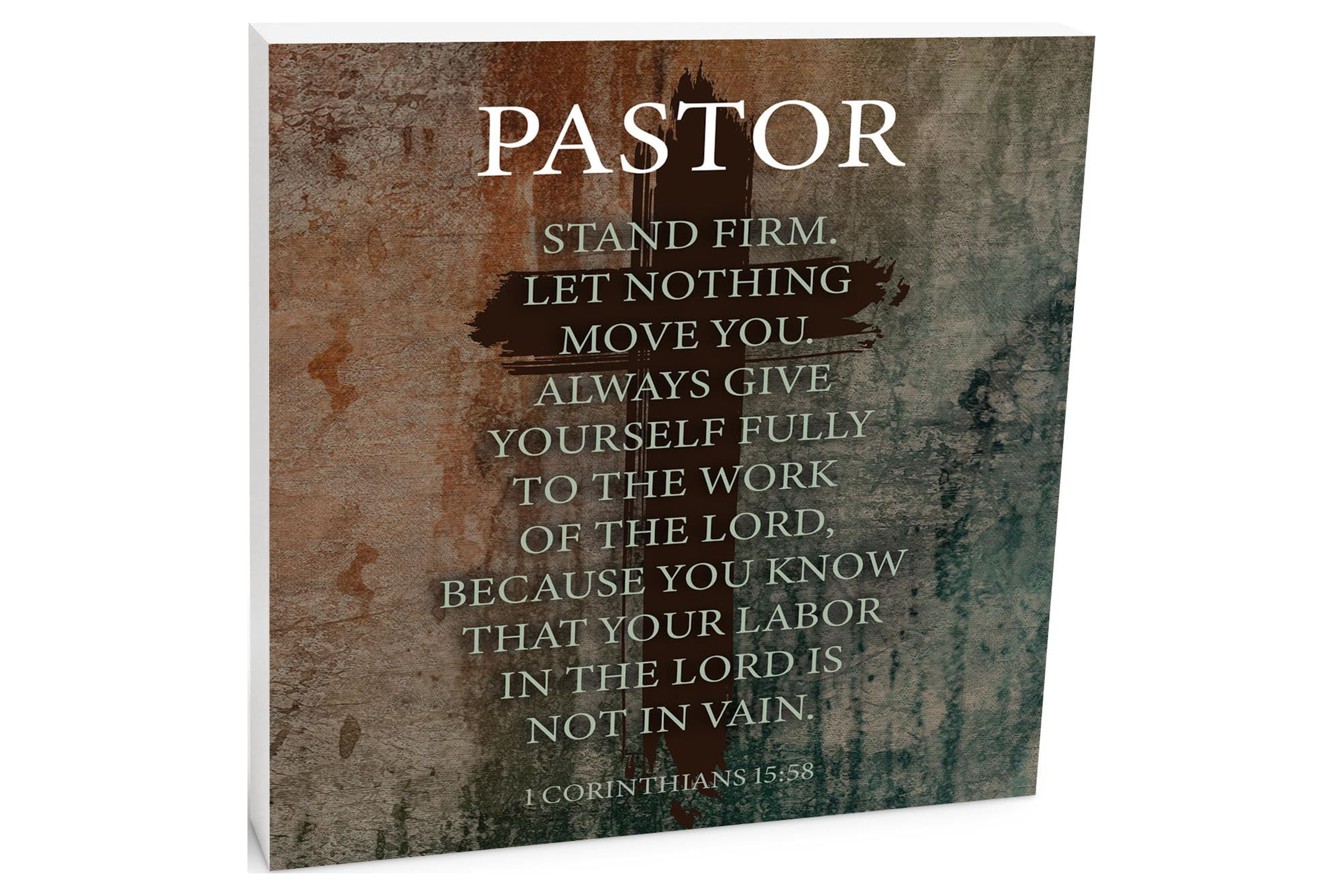Pastor Stand Firm Green Splash Cross 10 x 10 Wood Tabletop Sign Plaque ...
