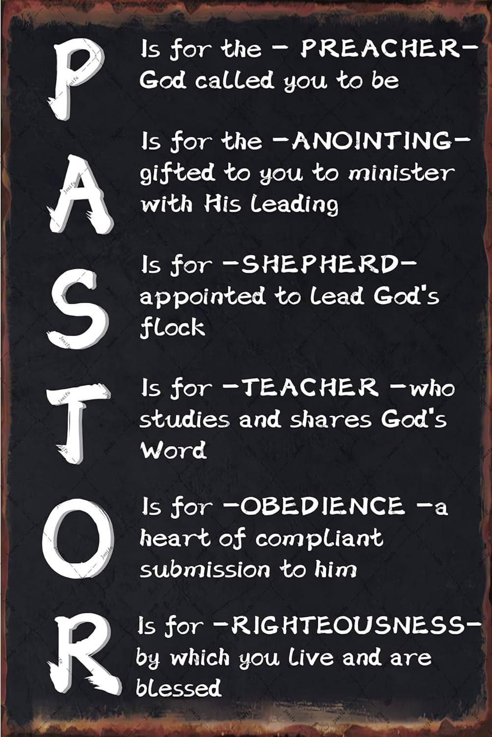 Pastor sign Preachers or Ministers Metal Tin Signs Pastor Poster Pastor ...
