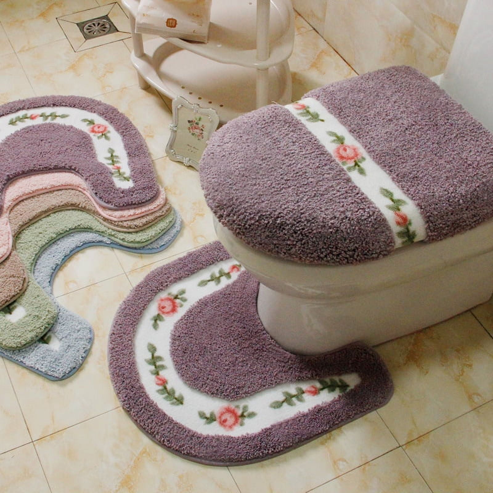 Pastorable Style Non-slip Water Absorption U Shaped Toilet Rug ...