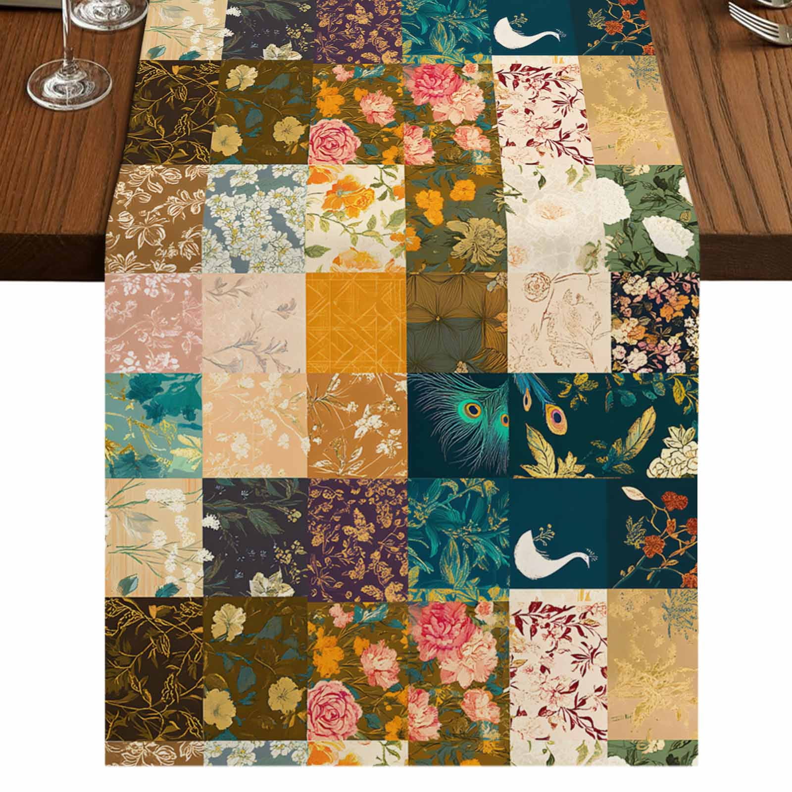 Pastoral Botanical 120 Inch Table Runner, Vintage Buffalo Spring Floral ...