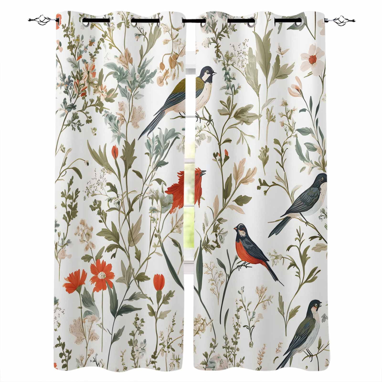 Pastoral Botanical Blackout Curtains 72 Inches Long for Bedroom, Summer ...