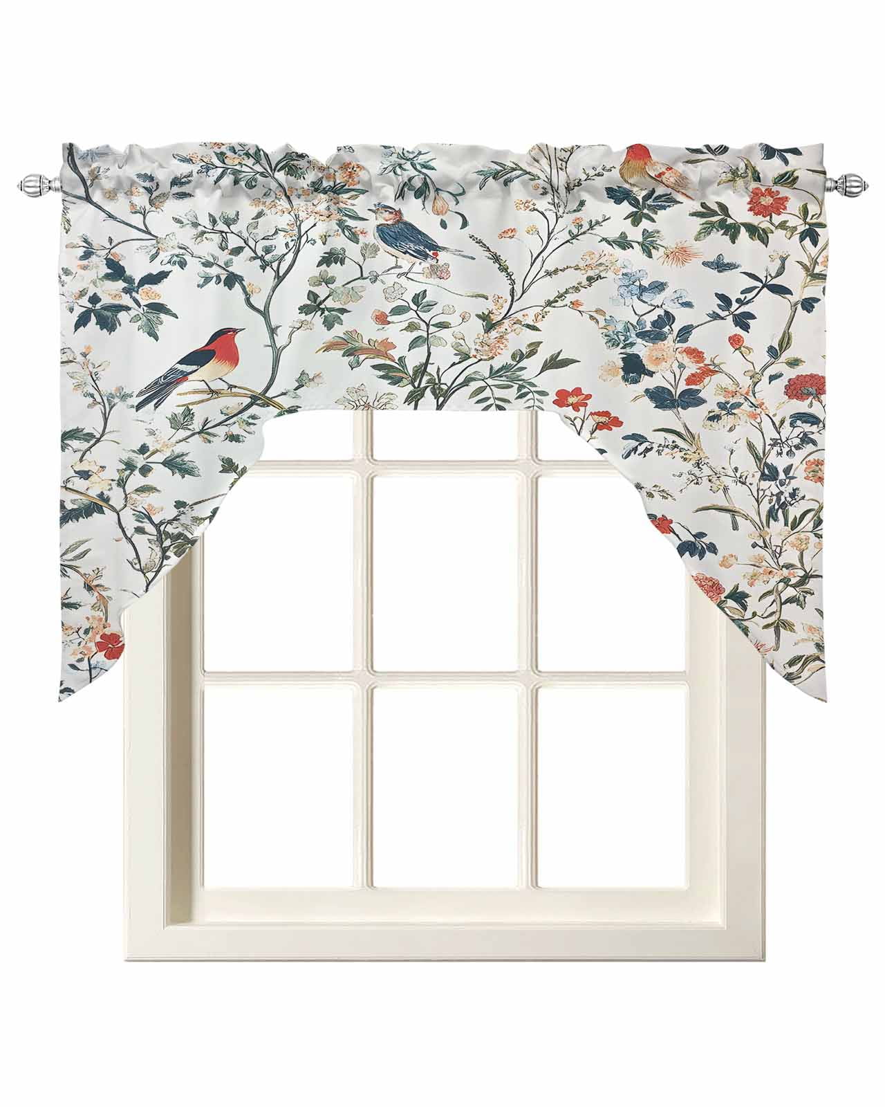 Pastoral Botanical Kitchen Swag Valances for Windows, Rustic Summer ...