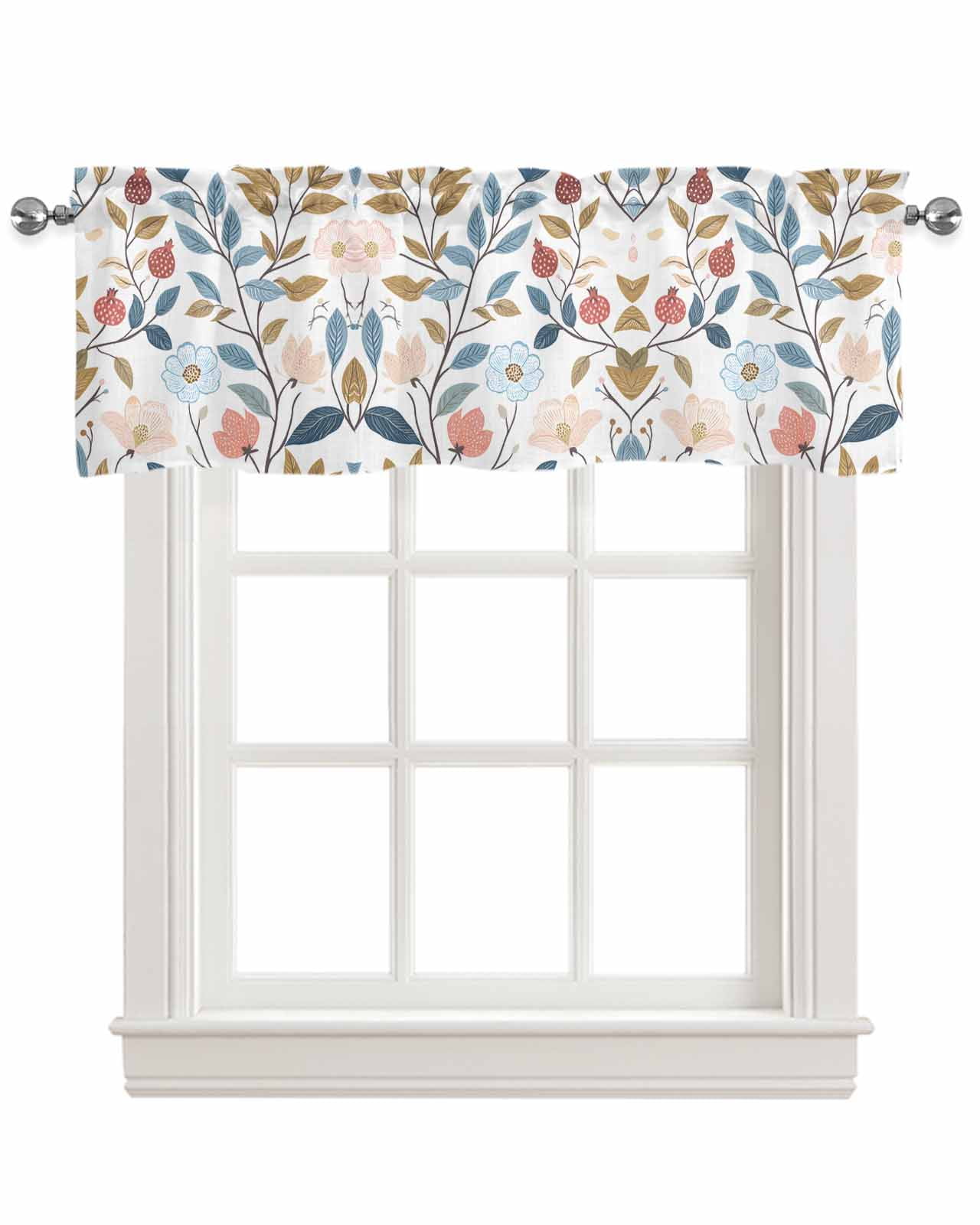 Pastoral Botanical Kitchen Valances for Windows Farmhouse Linen Window ...
