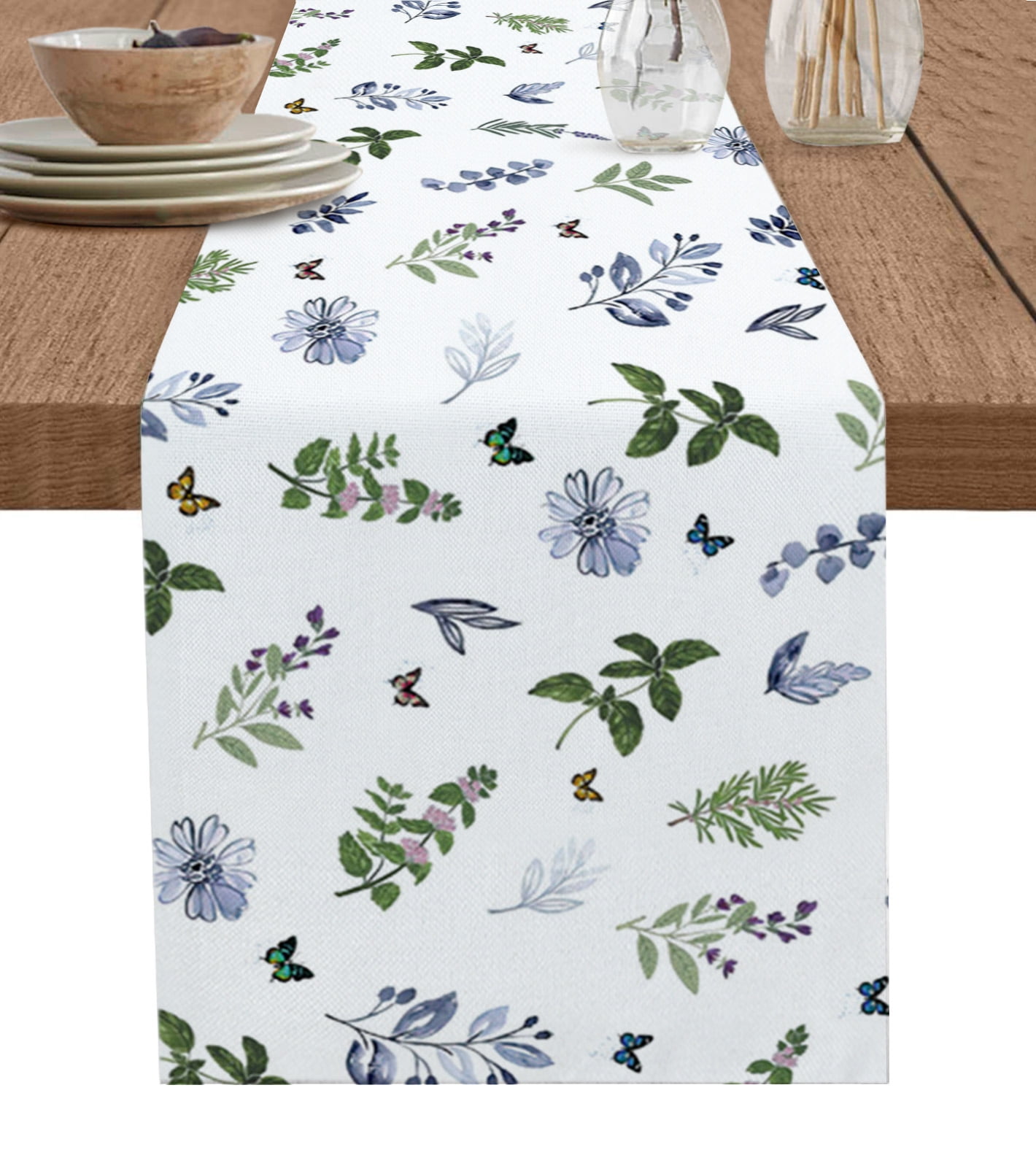 Pastoral Butterfly Water Duck Green Gradient Table Runner ration Home r ...