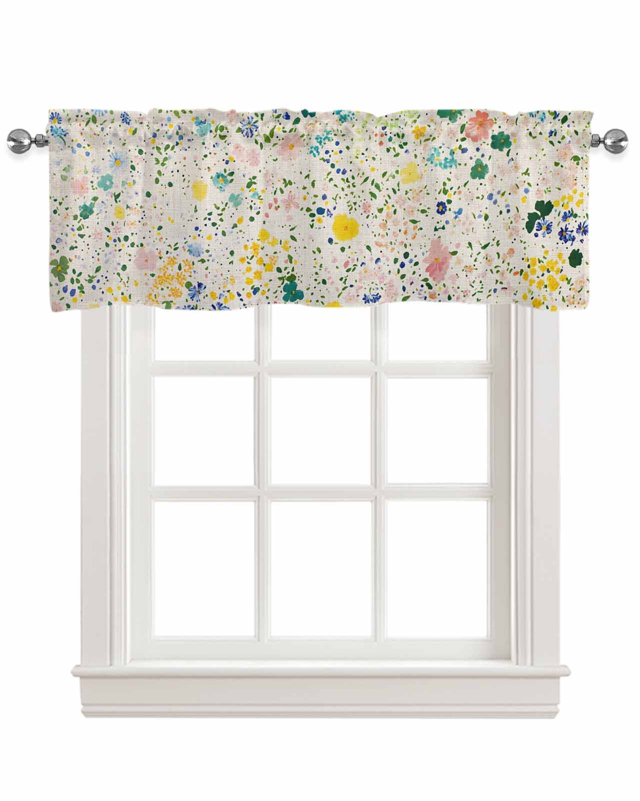 Pastoral Florals Kitchen Valances for Windows Farmhouse Linen Window ...