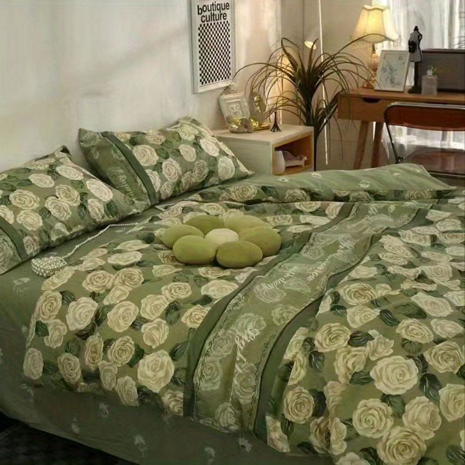 Pastoral Flower Bedding Set Purple Bed Flat Sheet Pillowcase Twin Full ...