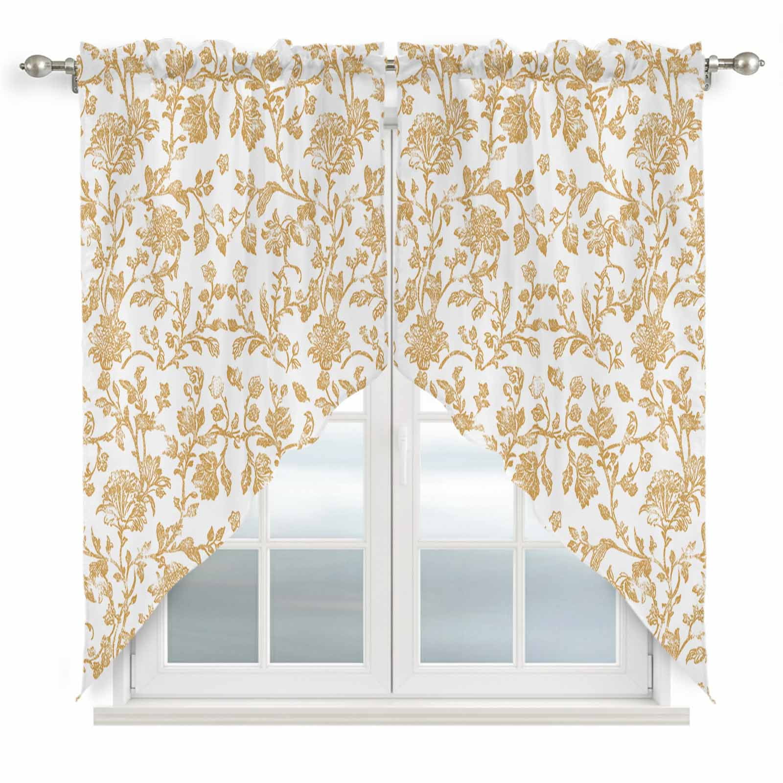 Pastoral Flowers Swag Curtain Valance for Window 2 Panels Vintage ...